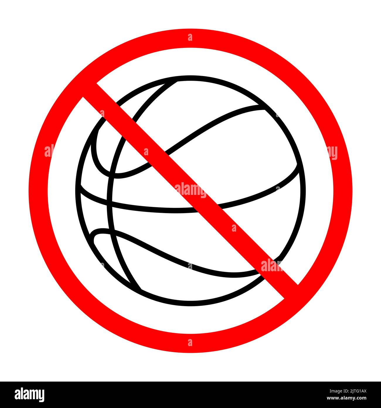Basketball ban sign. Basketball is forbidden. Prohibited sign of ...