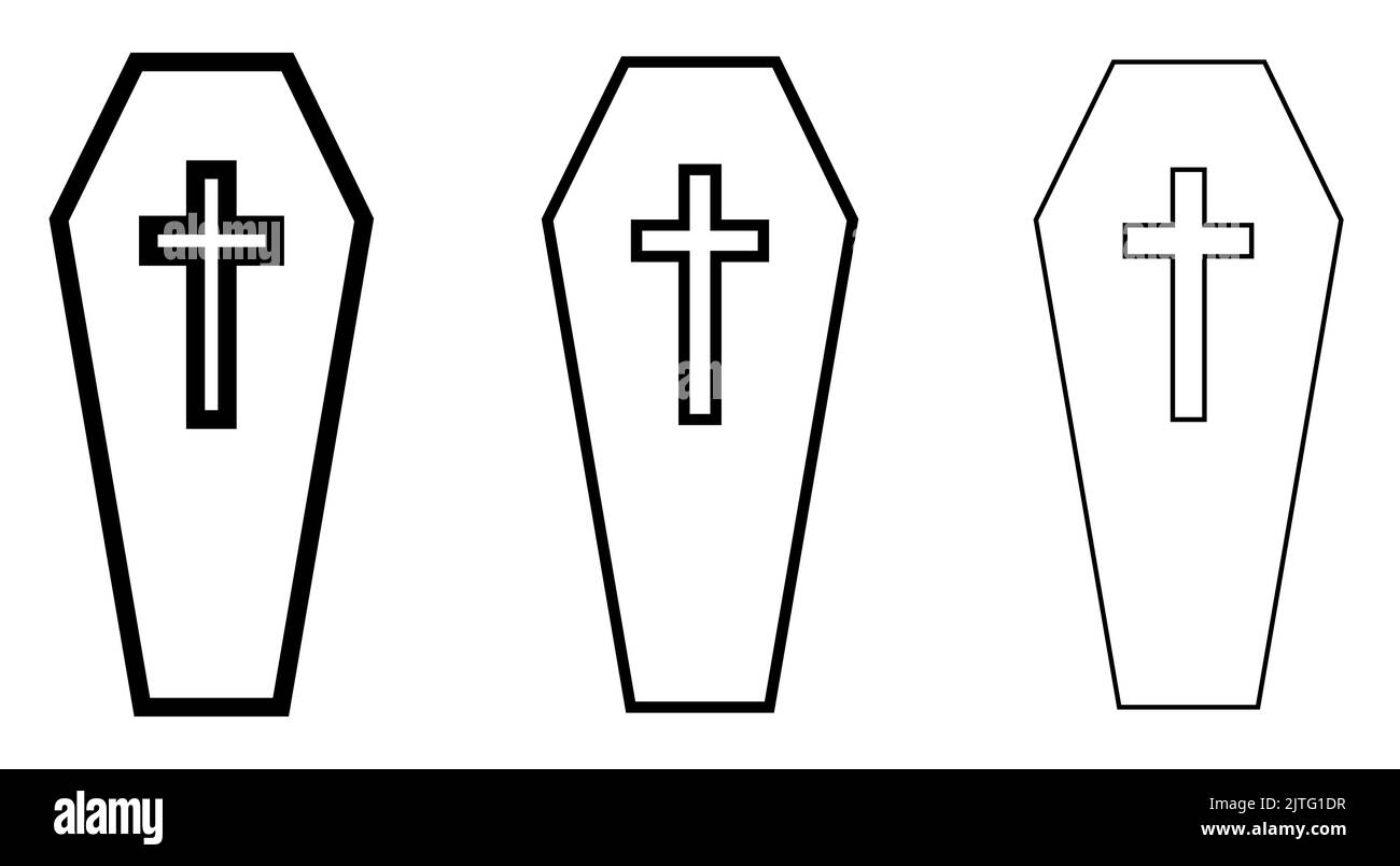 Coffin icons set. Coffin black icon with cross. Isolated coffin icon ...