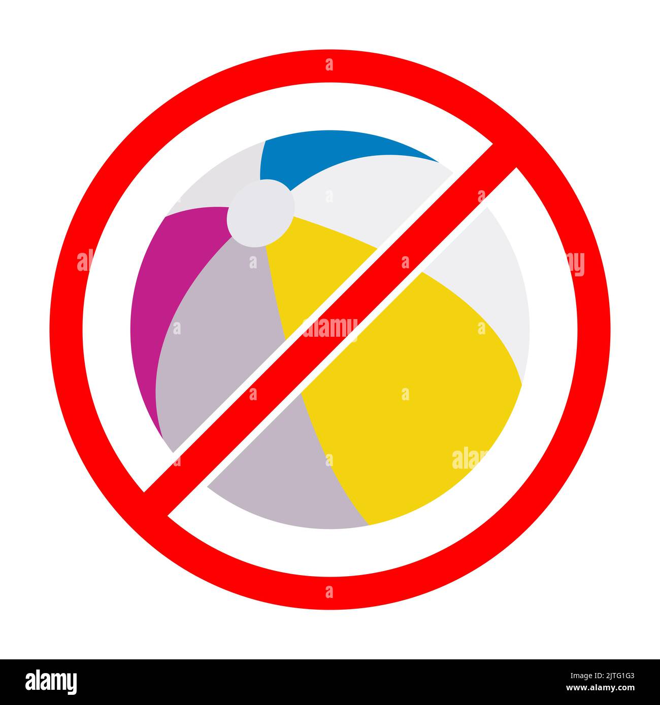 No beach ball sign. Beach ball is forbidden. Prohibited sign of beach ...