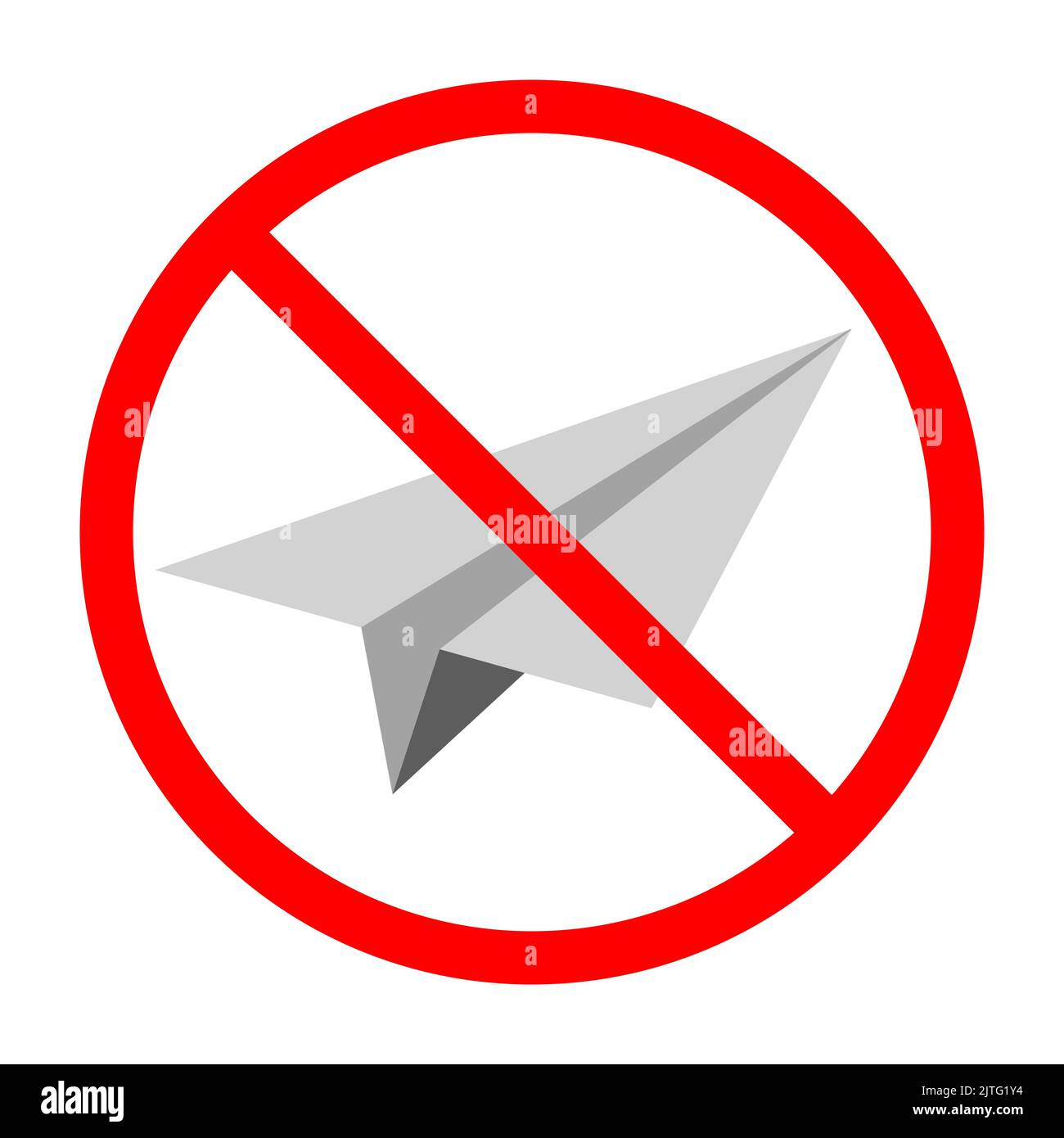 No paper plane sign. Paper plane is forbidden. Prohibited sign of plane ...