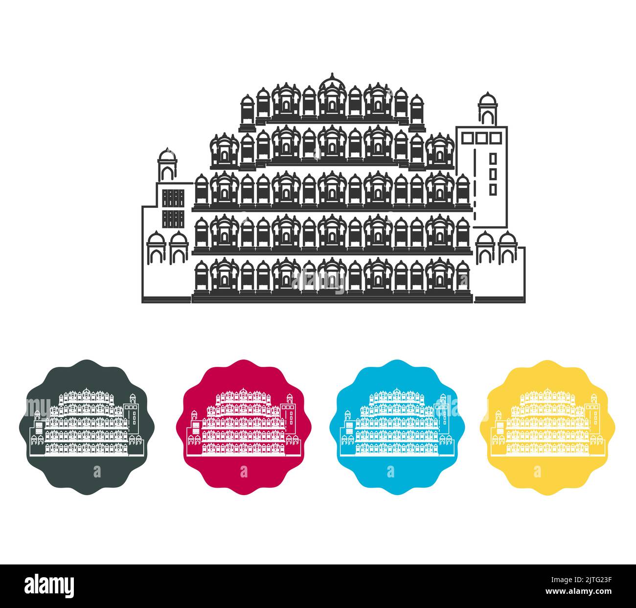 Historical Icon Jaipur City - Hawa Mahal Icon Illustration as EPS 10 ...