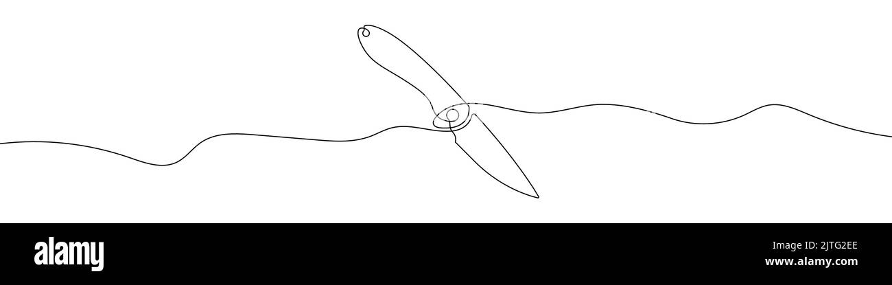 One continuous line drawing of knife. Knife linear background. Vector ...