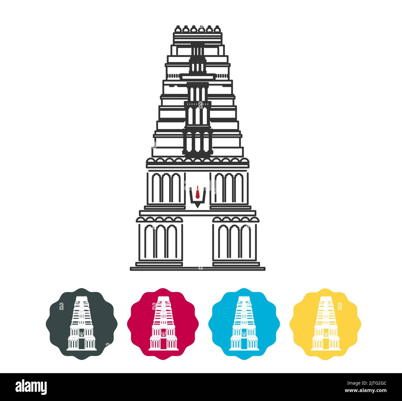 Visakhapatnam - VarahNarsimha Simhachalam Temple - Icon Illustration as ...