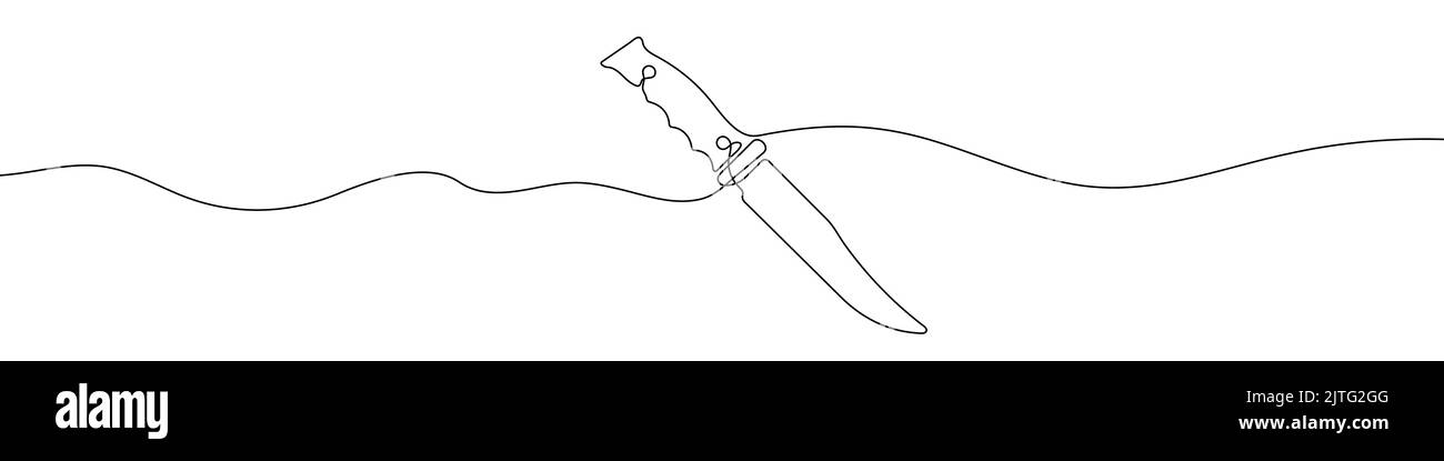One continuous line drawing of knife. Knife linear background. Vector ...