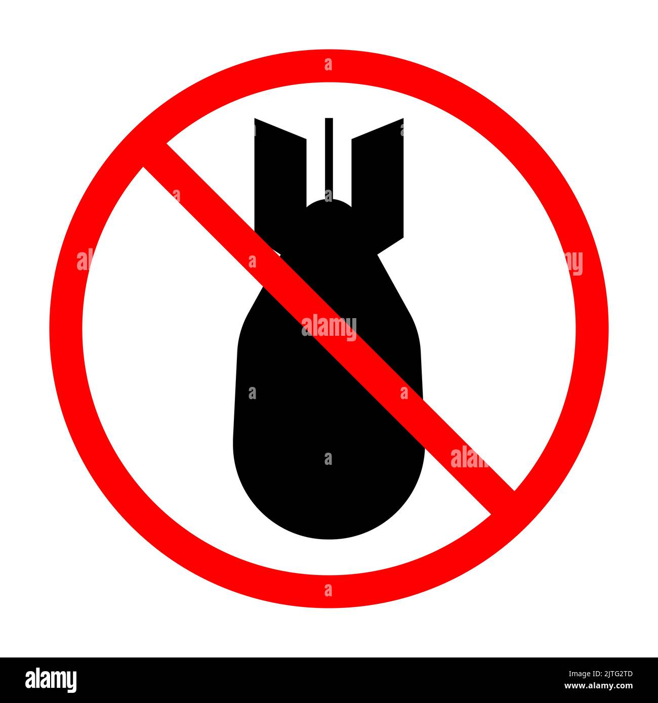 No bomb sign. Air bomb is forbidden. Prohibited sign of air bomb. Red ...