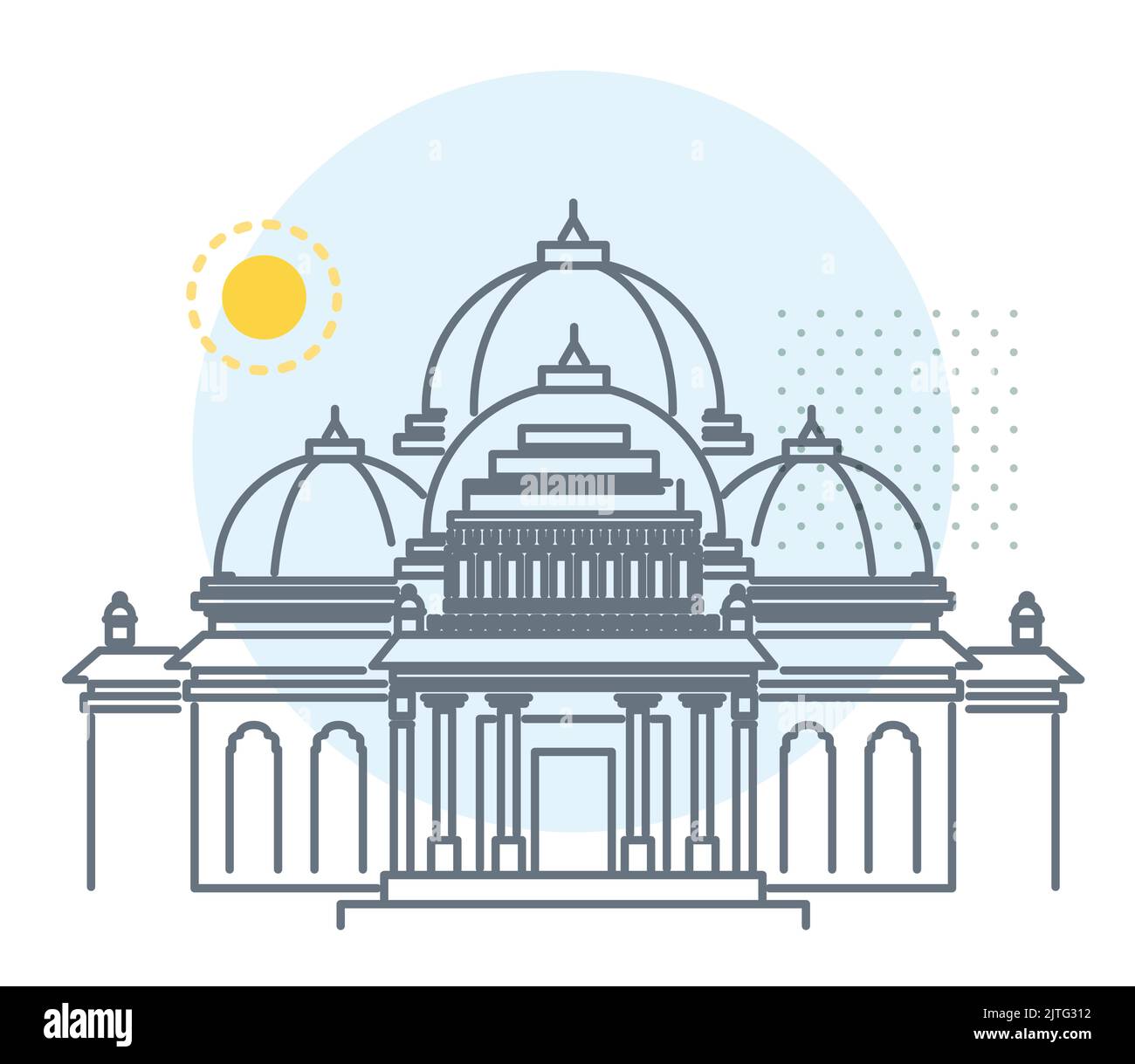 New Delhi and Noida City Border - Akshardham Temple - Icon Illustration ...