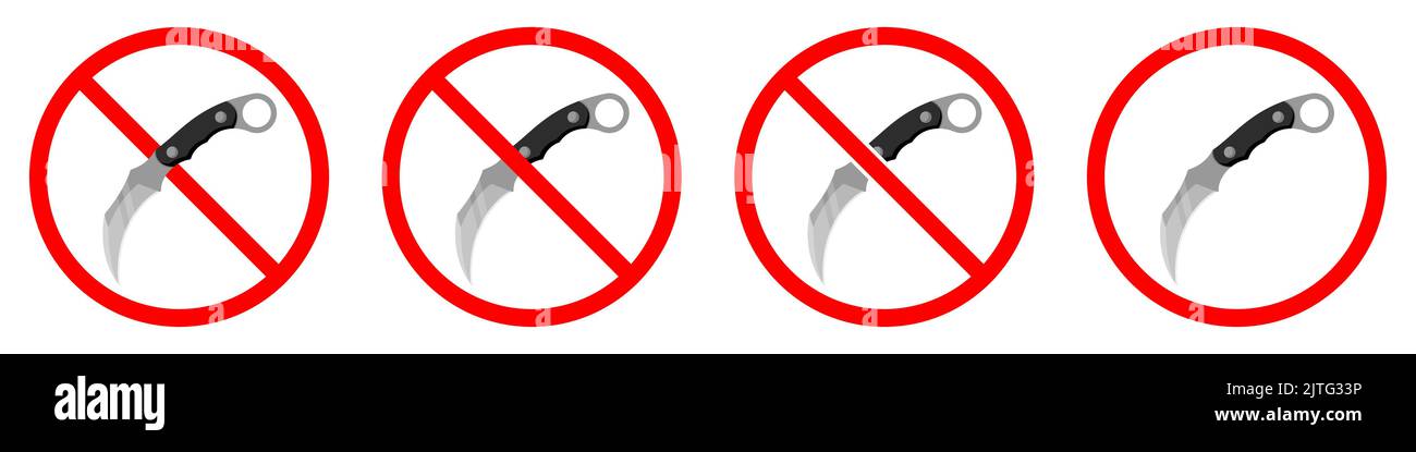 Knife ban sign. No Knife sign. Prohibition signs set. Dangerous weapon ...