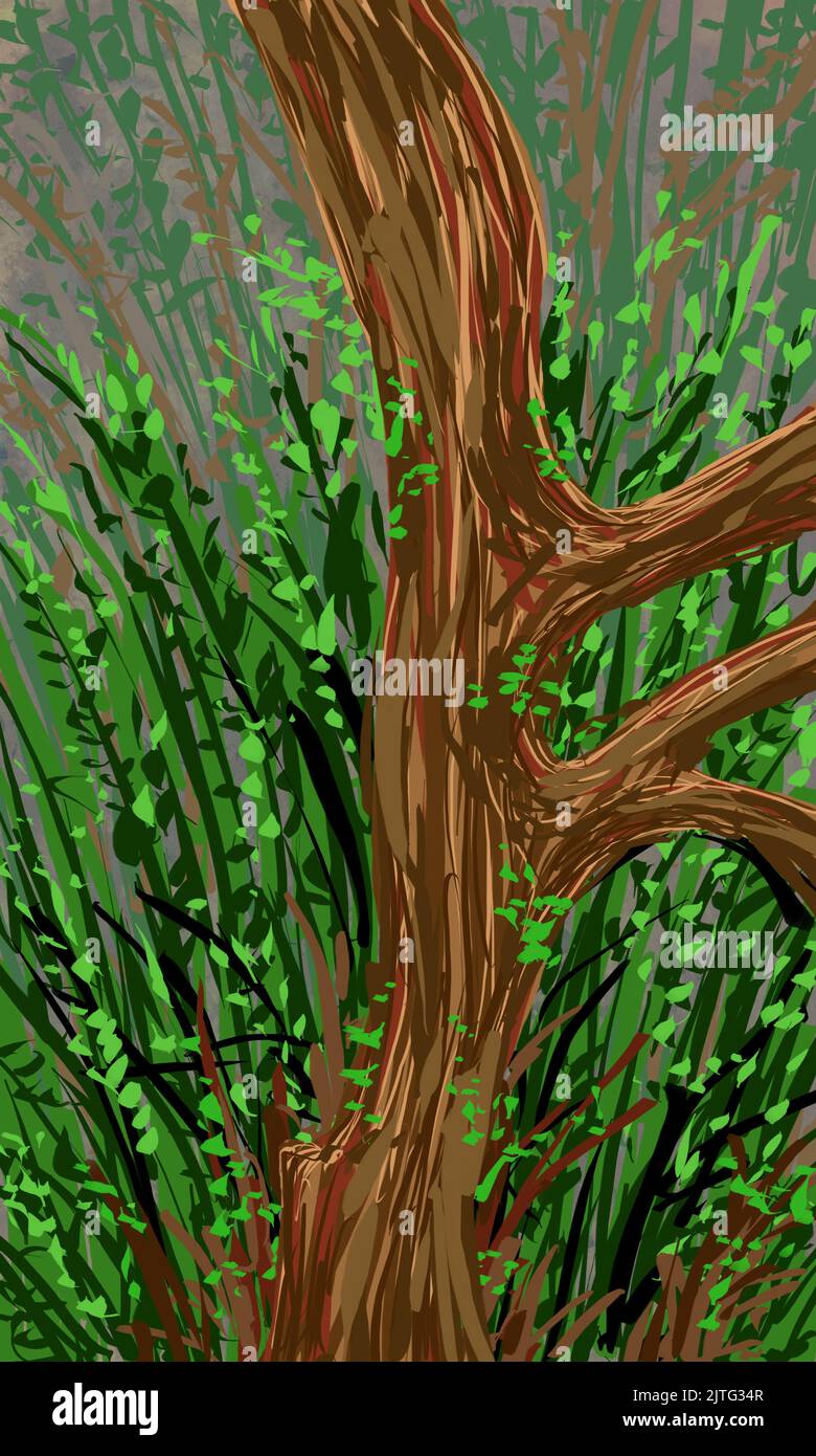 tree - digital painting Stock Photo - Alamy