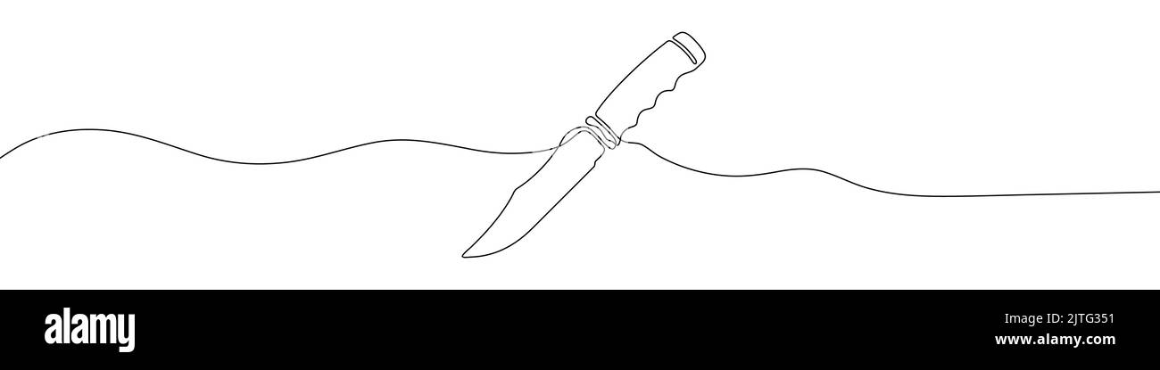 One continuous line drawing of knife. Knife linear background. Vector ...