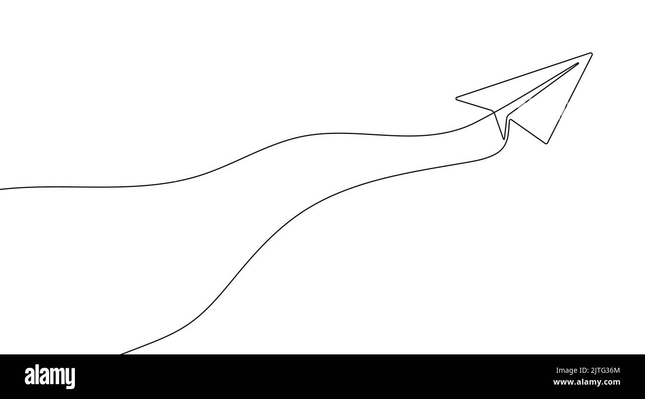 Continuous line drawing of paper plane. Airplane linear icon. One line ...
