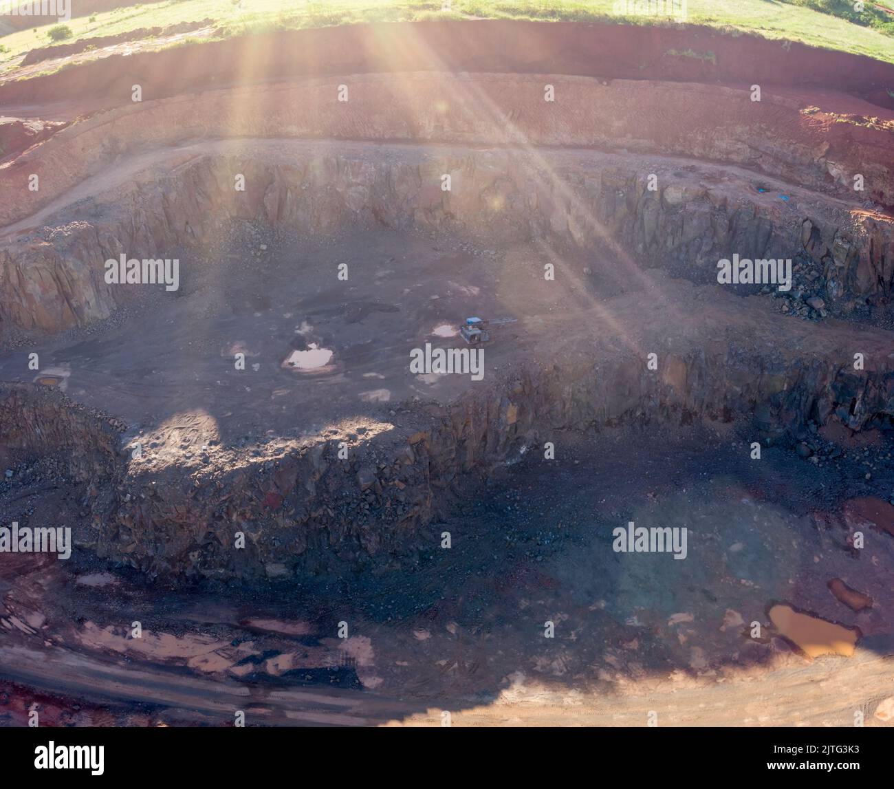 Aerial view of hole in stone miner Stock Photo - Alamy
