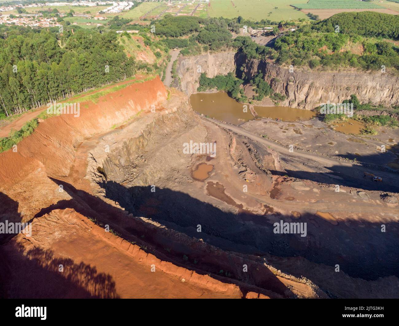 Aerial view of hole in stone miner Stock Photo - Alamy