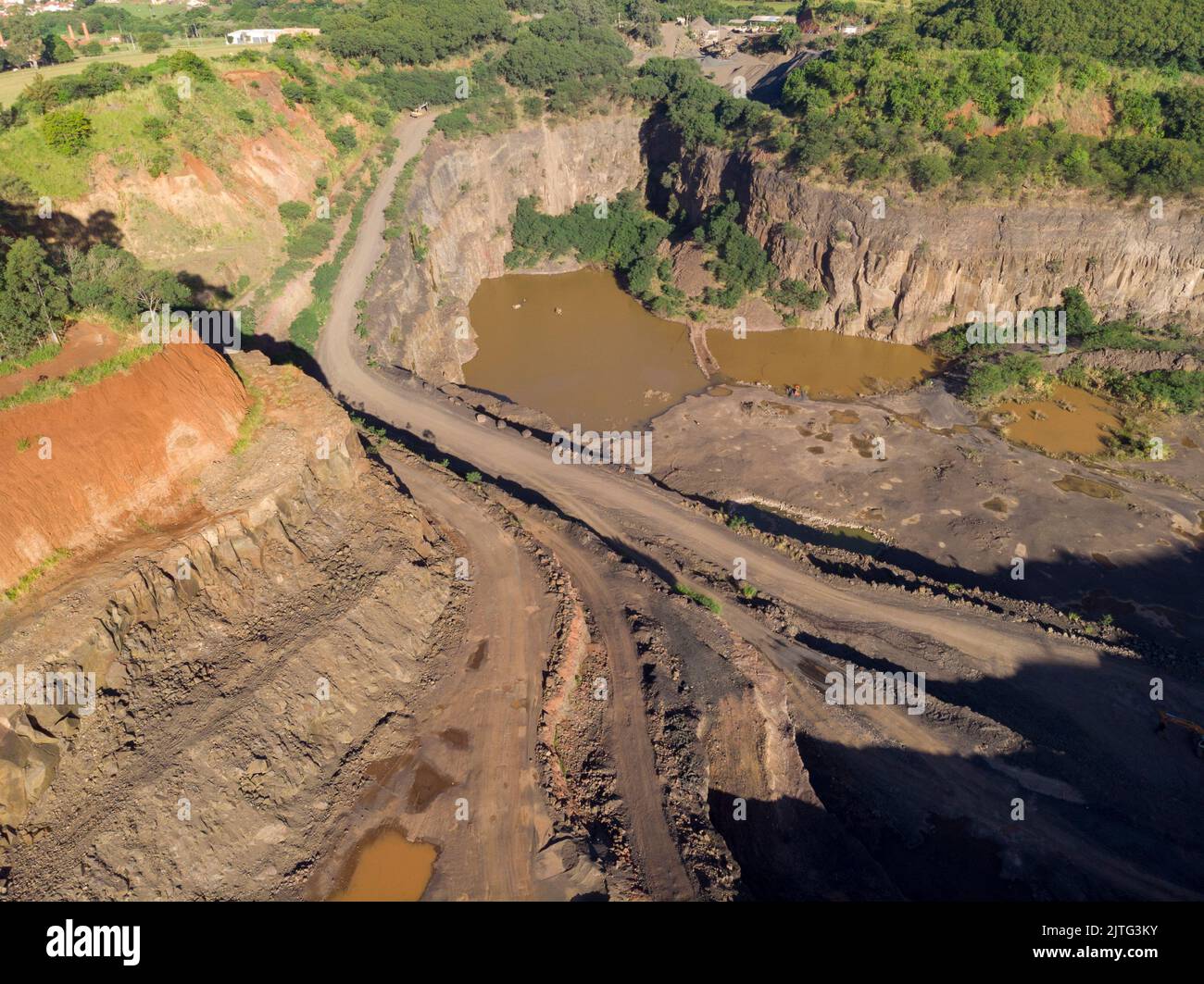 Aerial view of hole in stone miner Stock Photo - Alamy