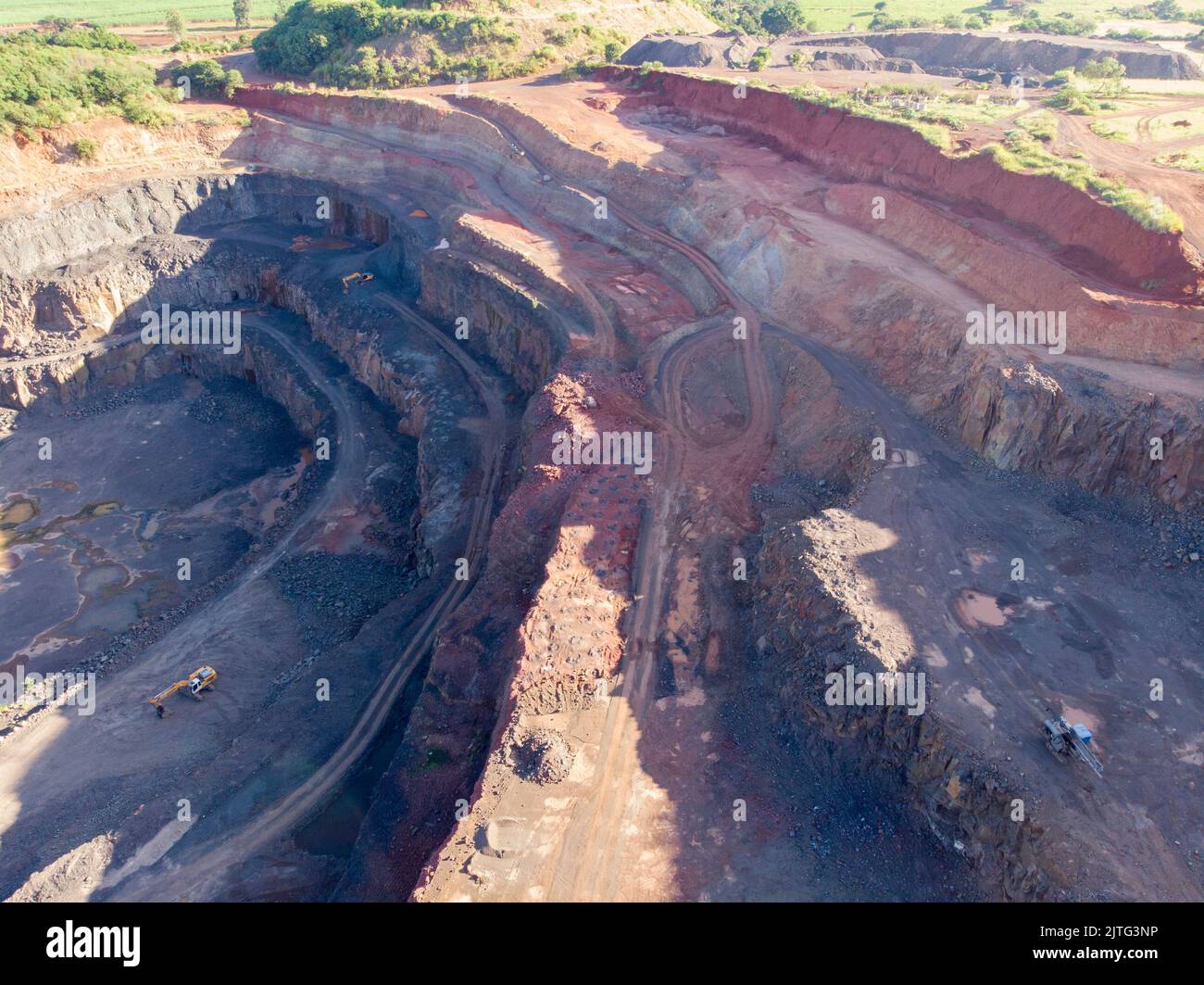 Aerial view of hole in stone miner Stock Photo - Alamy