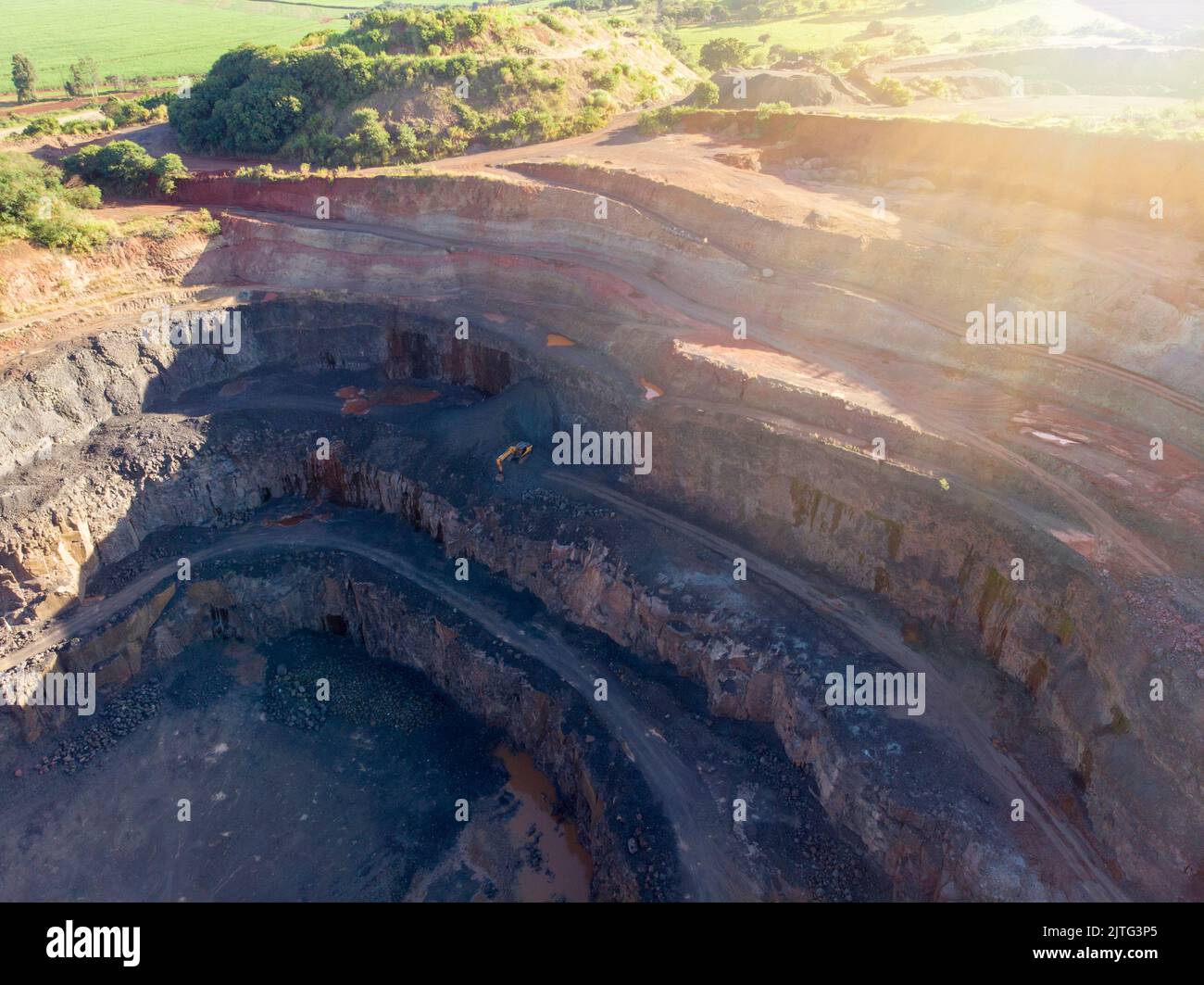 Aerial view of hole in stone miner Stock Photo - Alamy