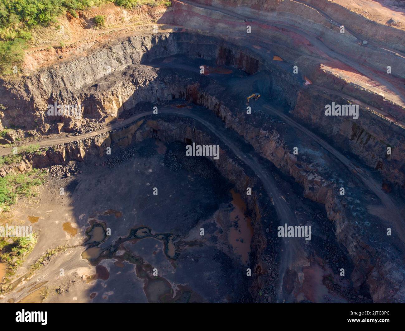 Aerial view of hole in stone miner Stock Photo - Alamy