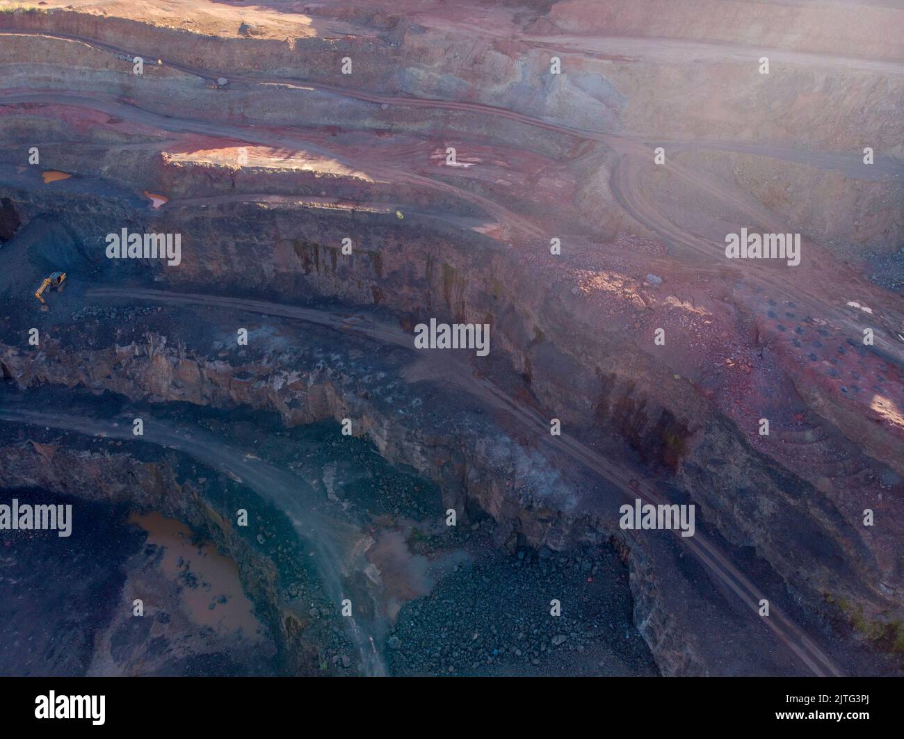 Aerial view of hole in stone miner Stock Photo - Alamy