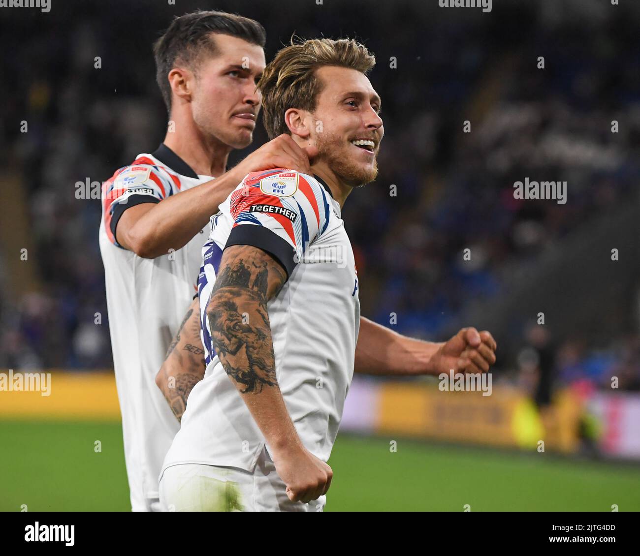 Luke Freeman #30 of Luton Town celebrates his goal to make it 0-1 Stock ...
