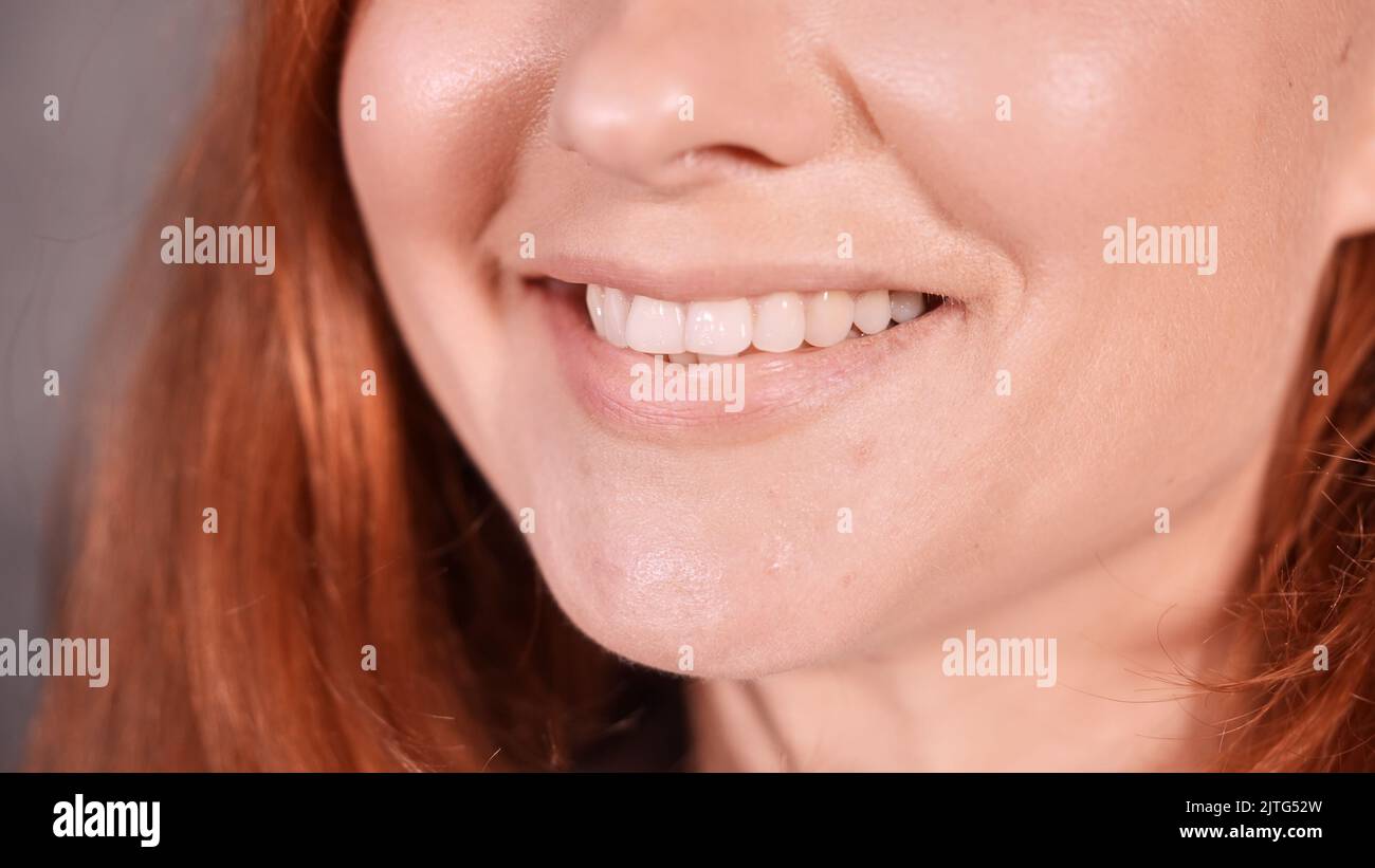 A closeup of a female's mouth with beautiful set of teeth Stock Photo ...