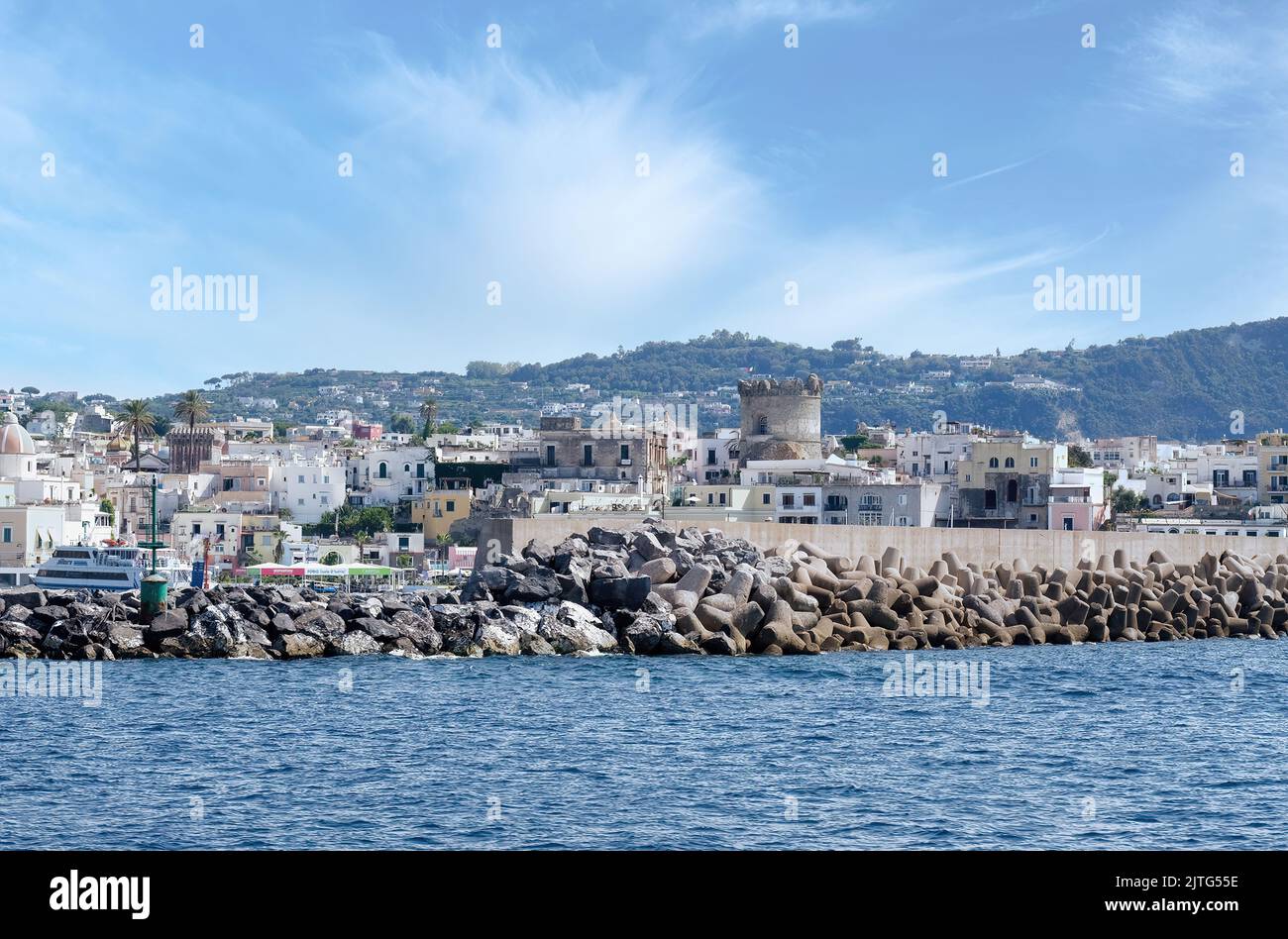 Overview of Forio and the great tower the symbol of the famous town ...