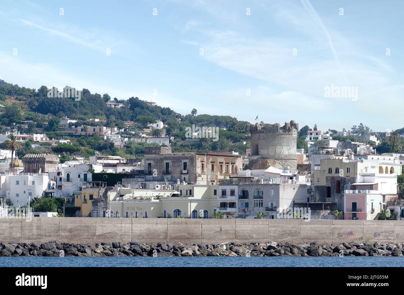 Overview of Forio and the great tower the symbol of the famous town ...