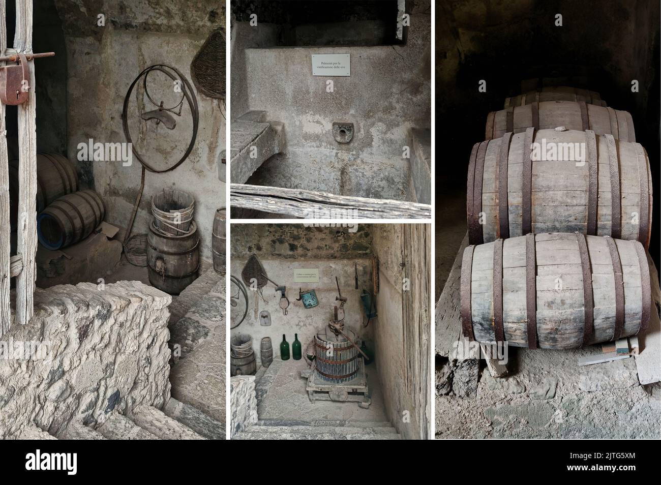 Millstones for winemaking inside the Aragonese castle of Ischia Ponte ...