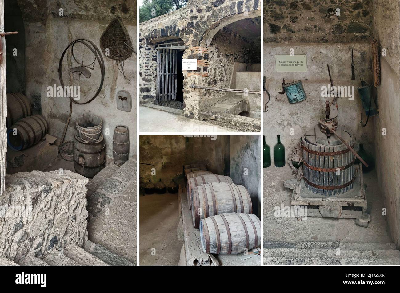 Millstones for winemaking inside the Aragonese castle of Ischia Ponte ...