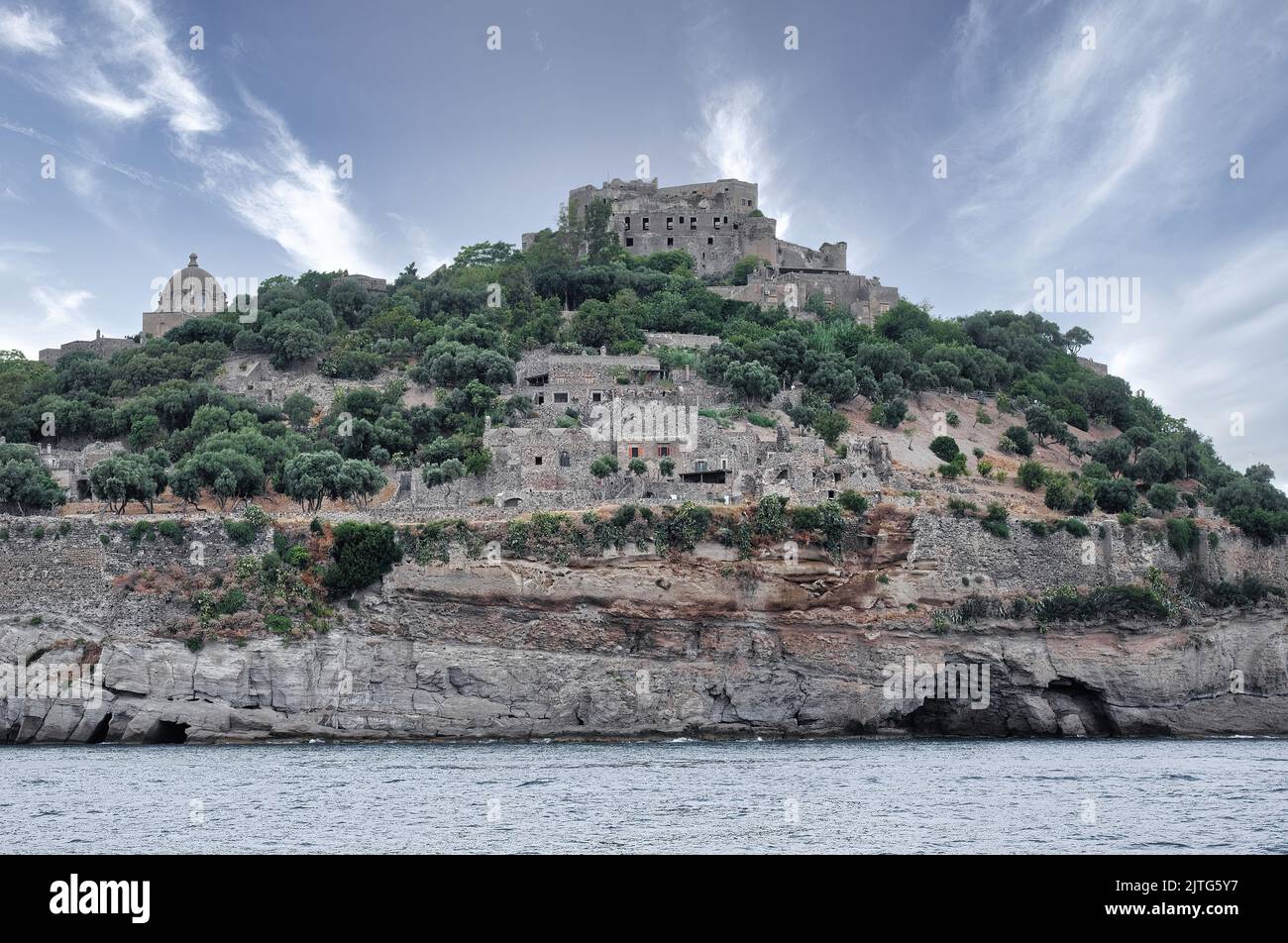 Panoramic view of the beautiful Aragonese castle in Ischia Ponte ...