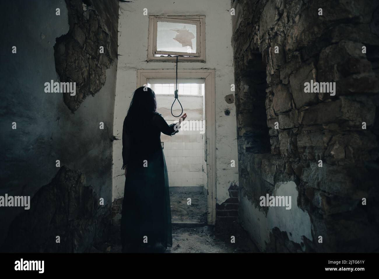 Ghost in abandoned, haunted house. Horror scene of scary spirit of a ...