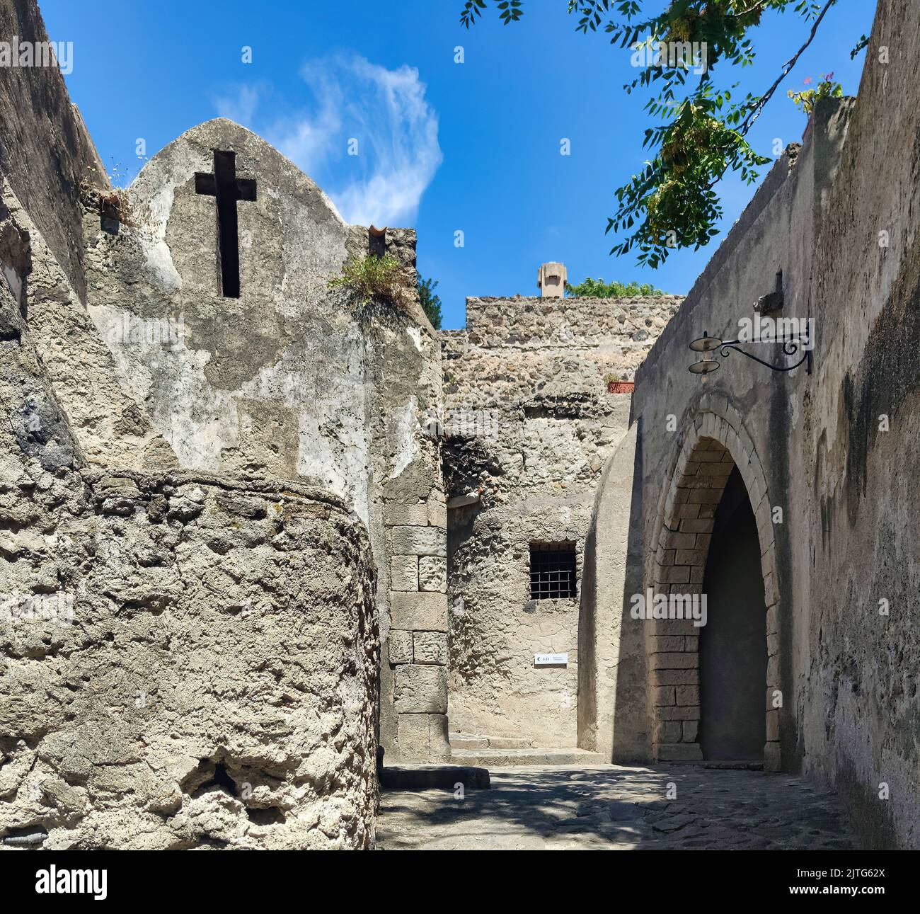 Remains of the temple of the sun inside the Aragonese castle of Ischia ...