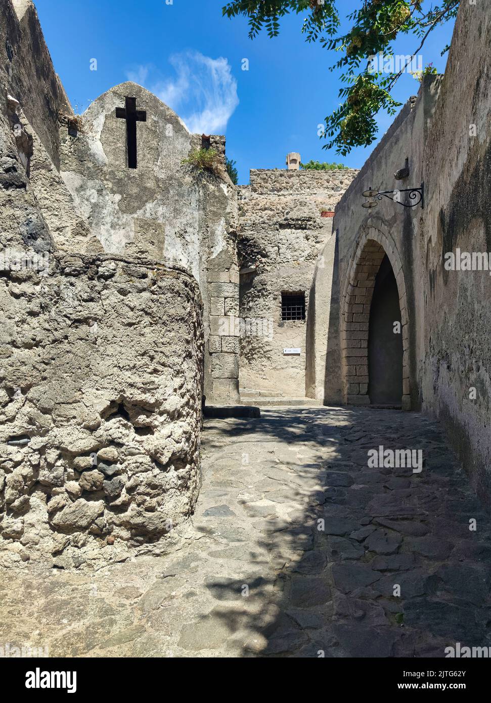 Remains of the temple of the sun inside the Aragonese castle of Ischia ...