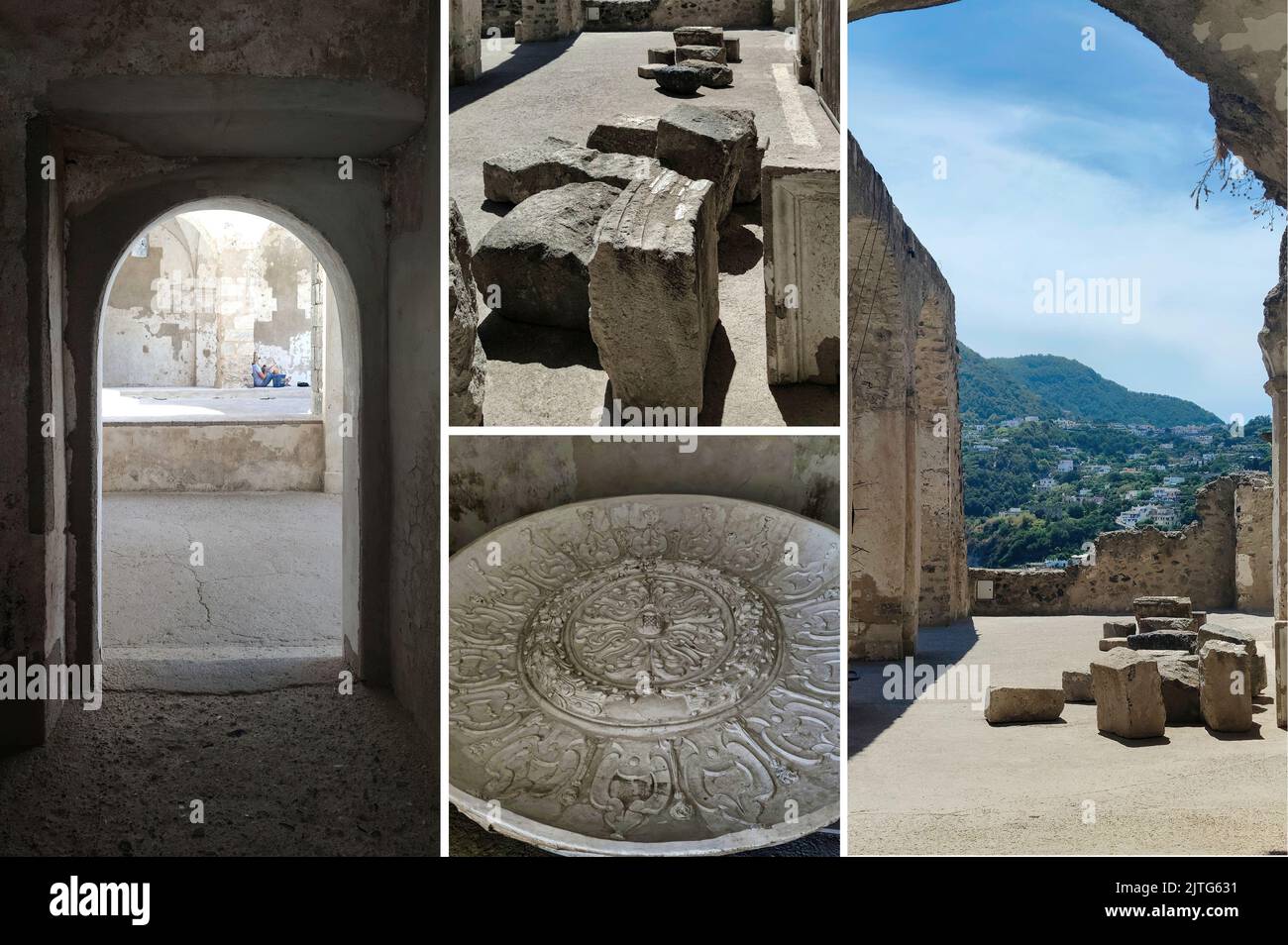 Remains of the temple of the sun inside the Aragonese castle of Ischia ...