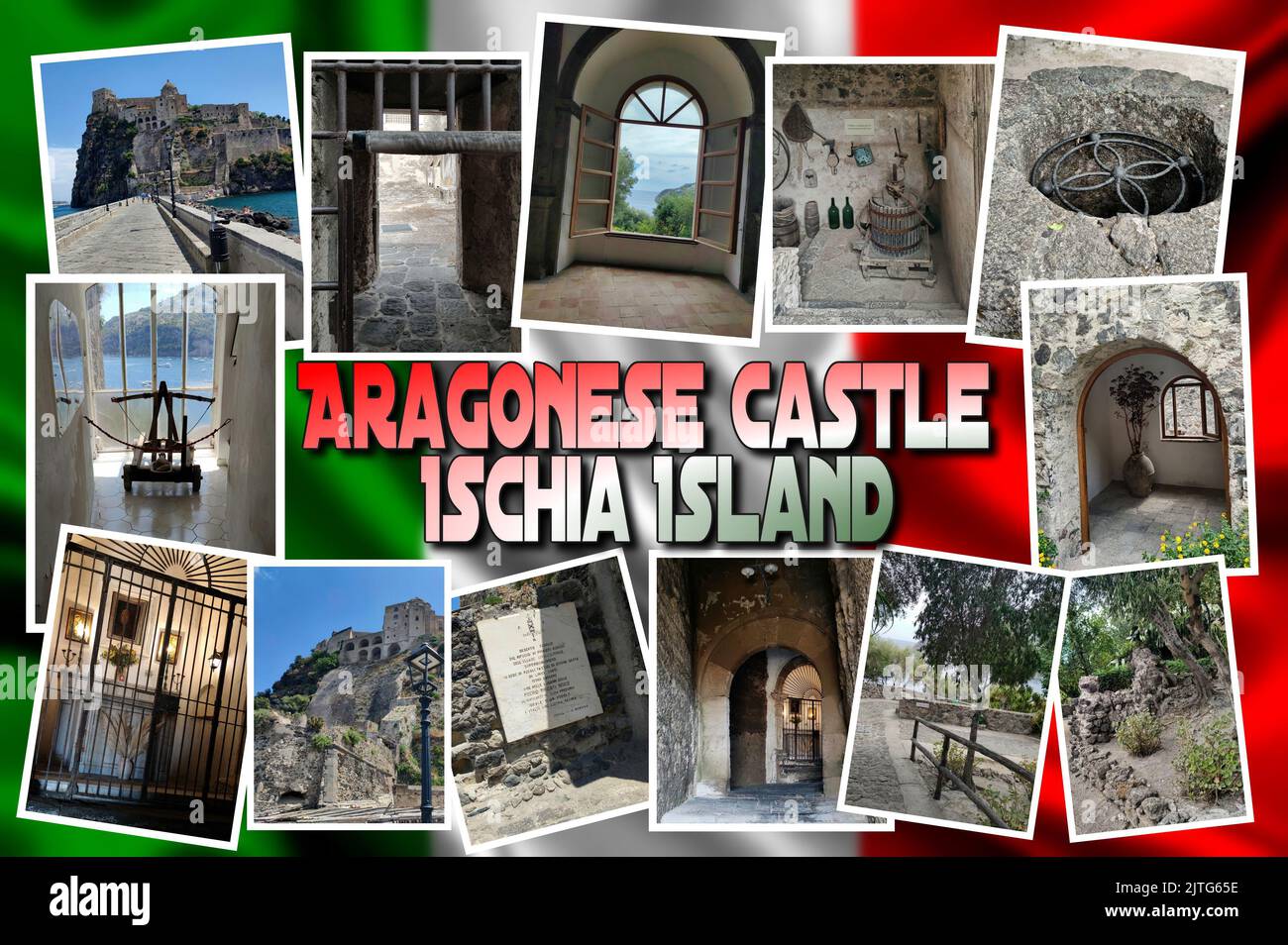 The beautiful Aragonese castle in Ischia Ponte (Ischia Island, Naples, Italy) one of the symbols ...