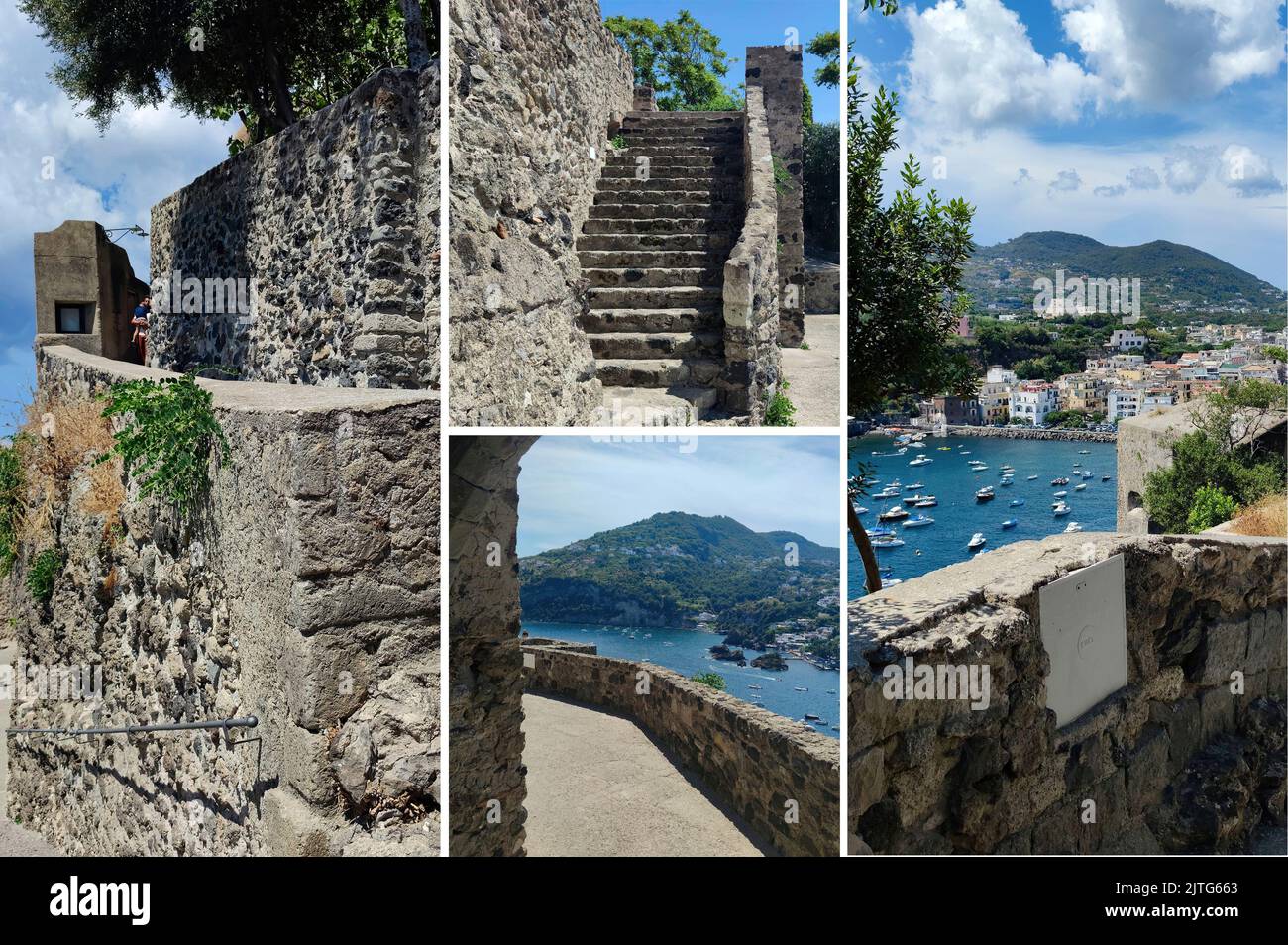 The beautiful Aragonese castle in Ischia Ponte (Ischia Island, Naples, Italy) one of the symbols ...