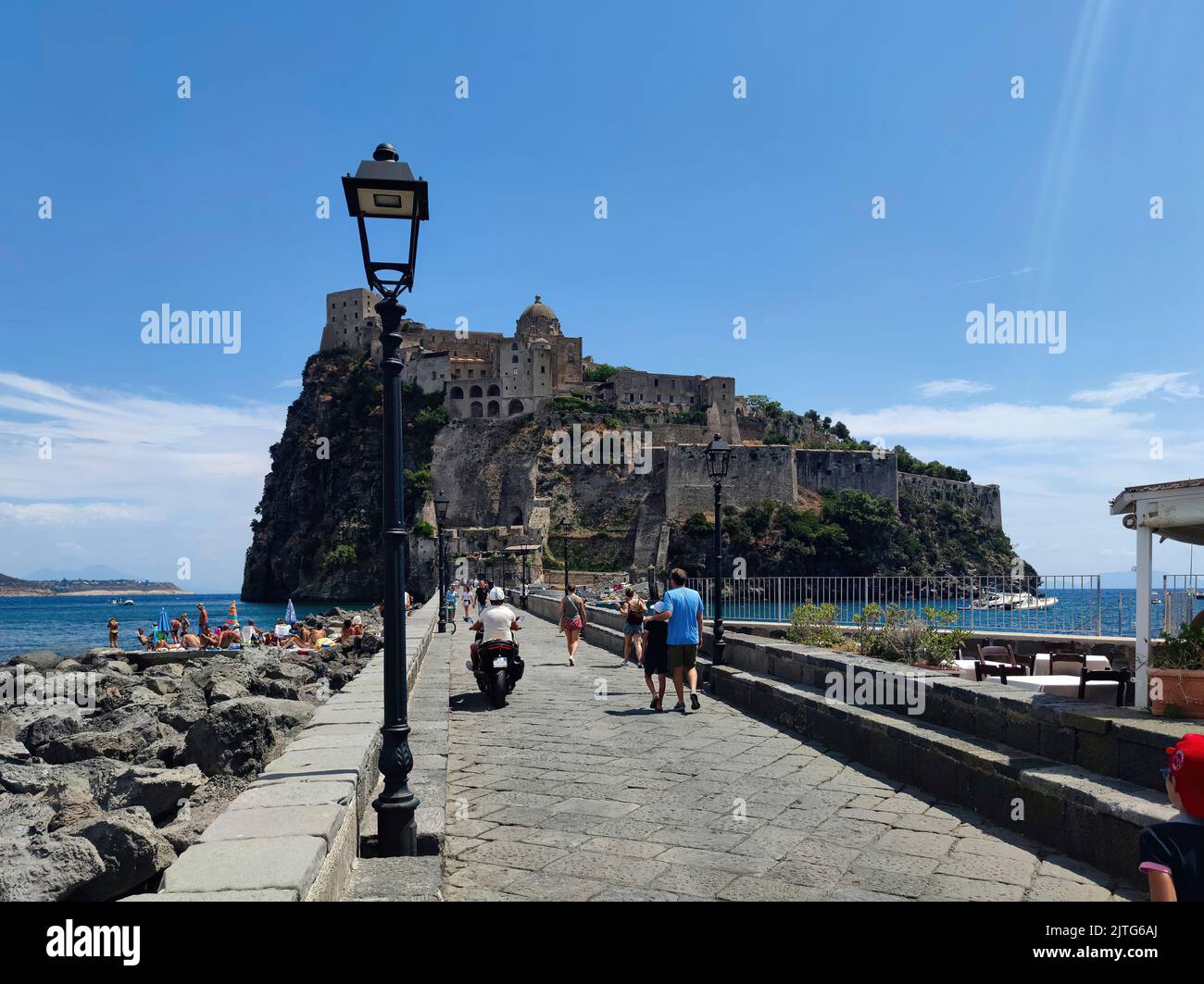 The bridge that connects the island of Ischia to the Aragonese castle in Ischia Ponte (Ischia ...
