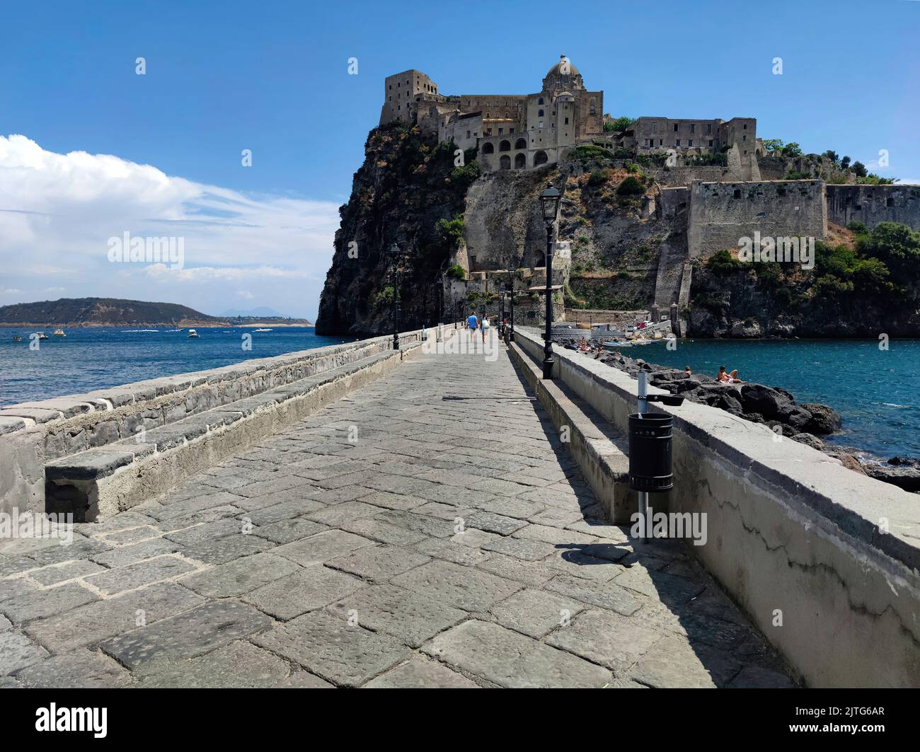 The bridge that connects the island of Ischia to the Aragonese castle in Ischia Ponte (Ischia ...
