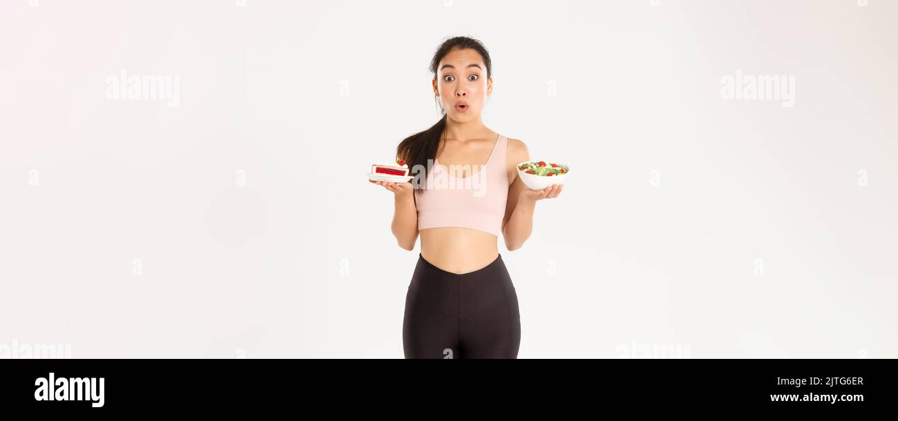 Active lifestyle, fitness and wellbeing concept. Portrait of indecisive ...