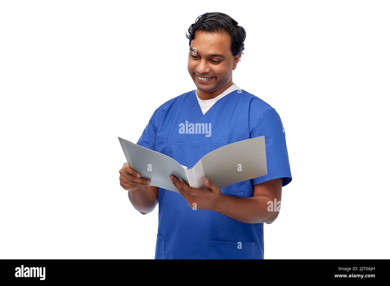 happy indian doctor with medical report in folder Stock Photo - Alamy