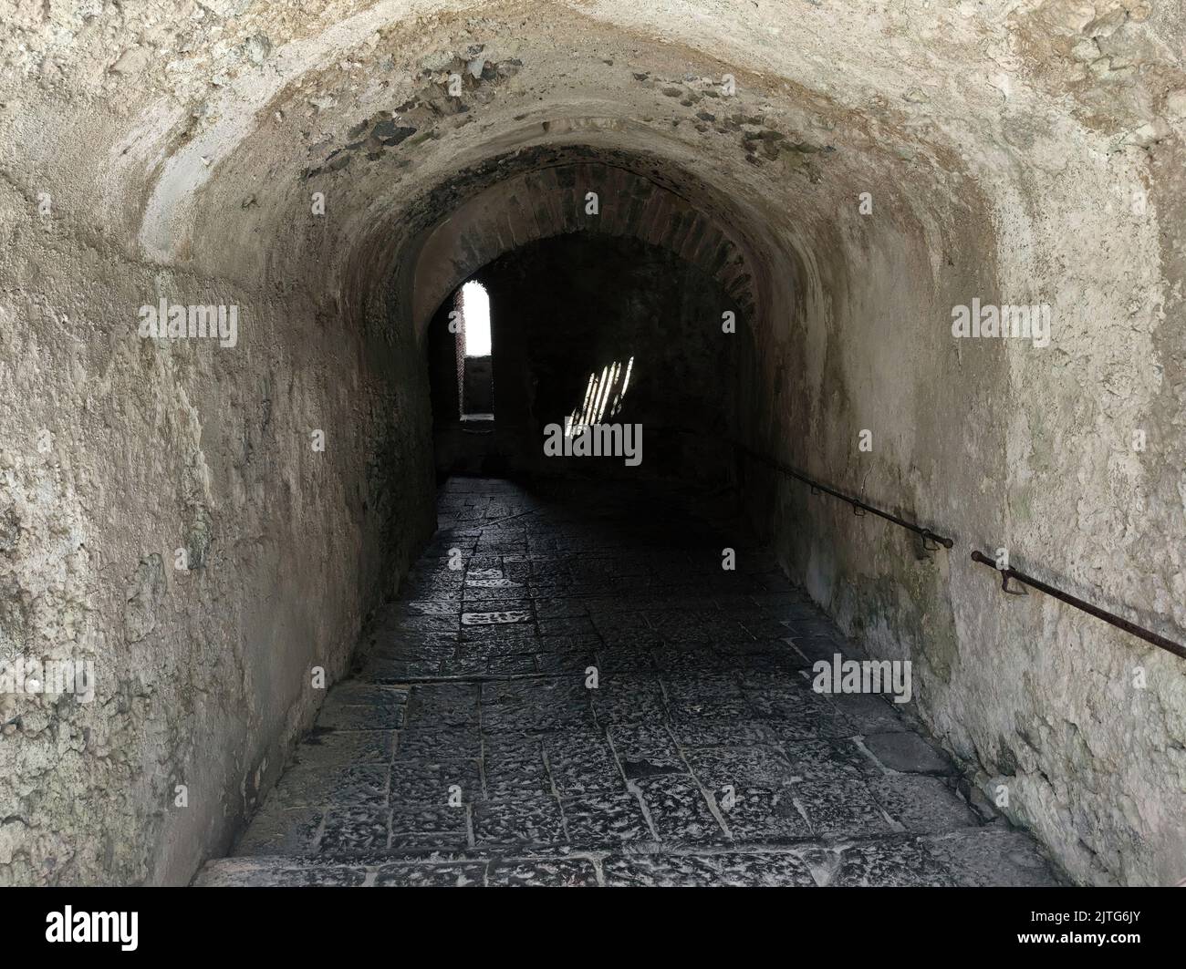 Tunnels and stairs inside the Aragonese castle of Ischia Ponte (Isola d ...