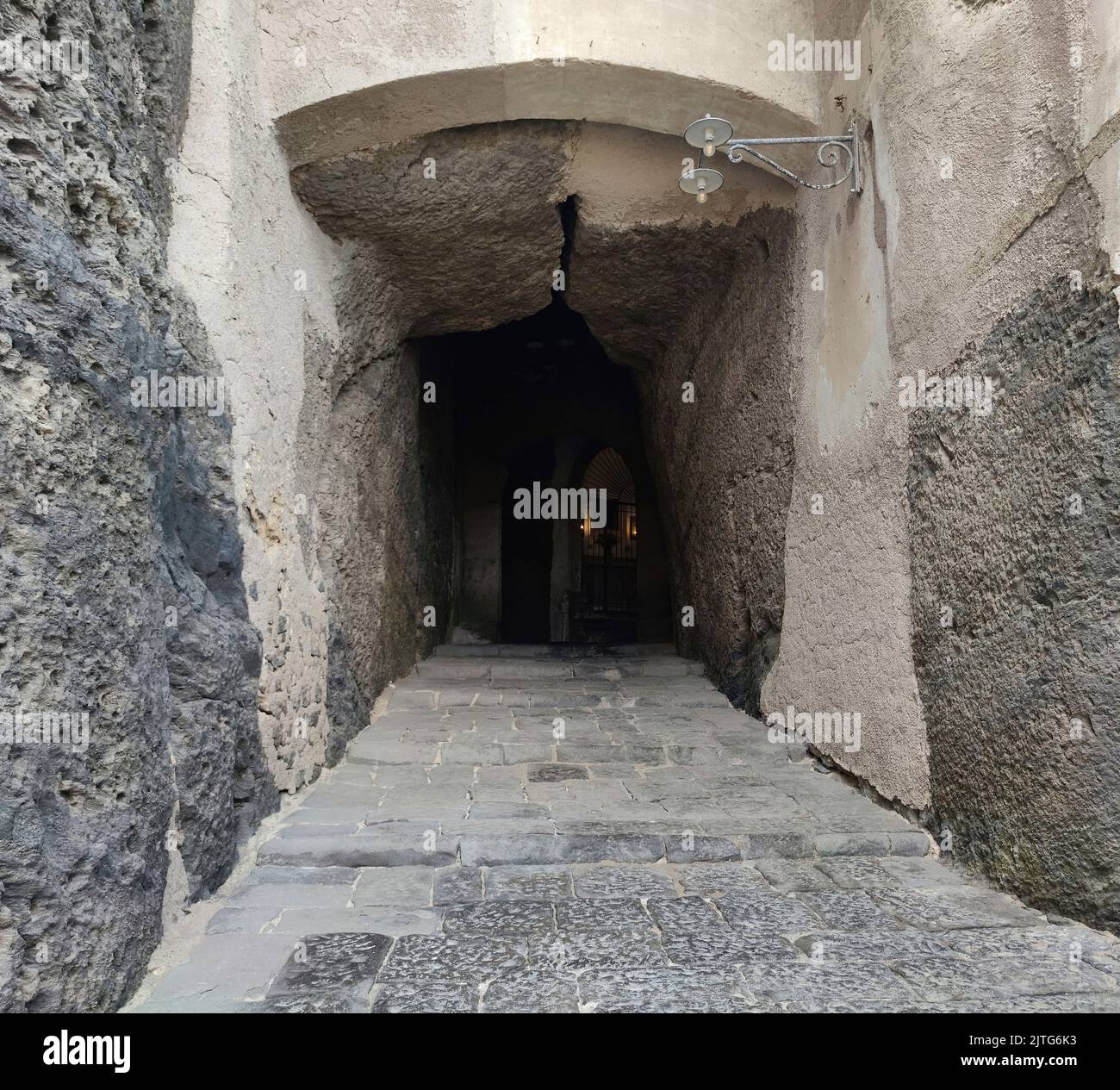 Tunnels and stairs inside the Aragonese castle of Ischia Ponte (Isola d ...