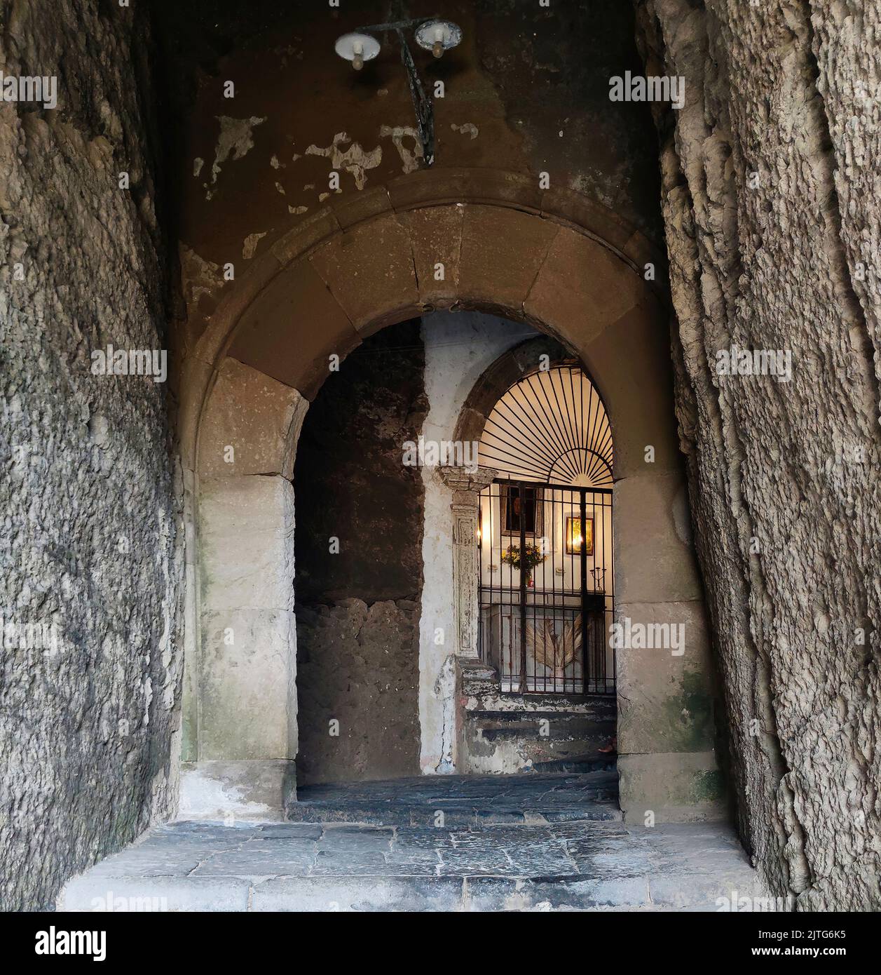 Tunnels and stairs inside the Aragonese castle of Ischia Ponte (Isola d ...