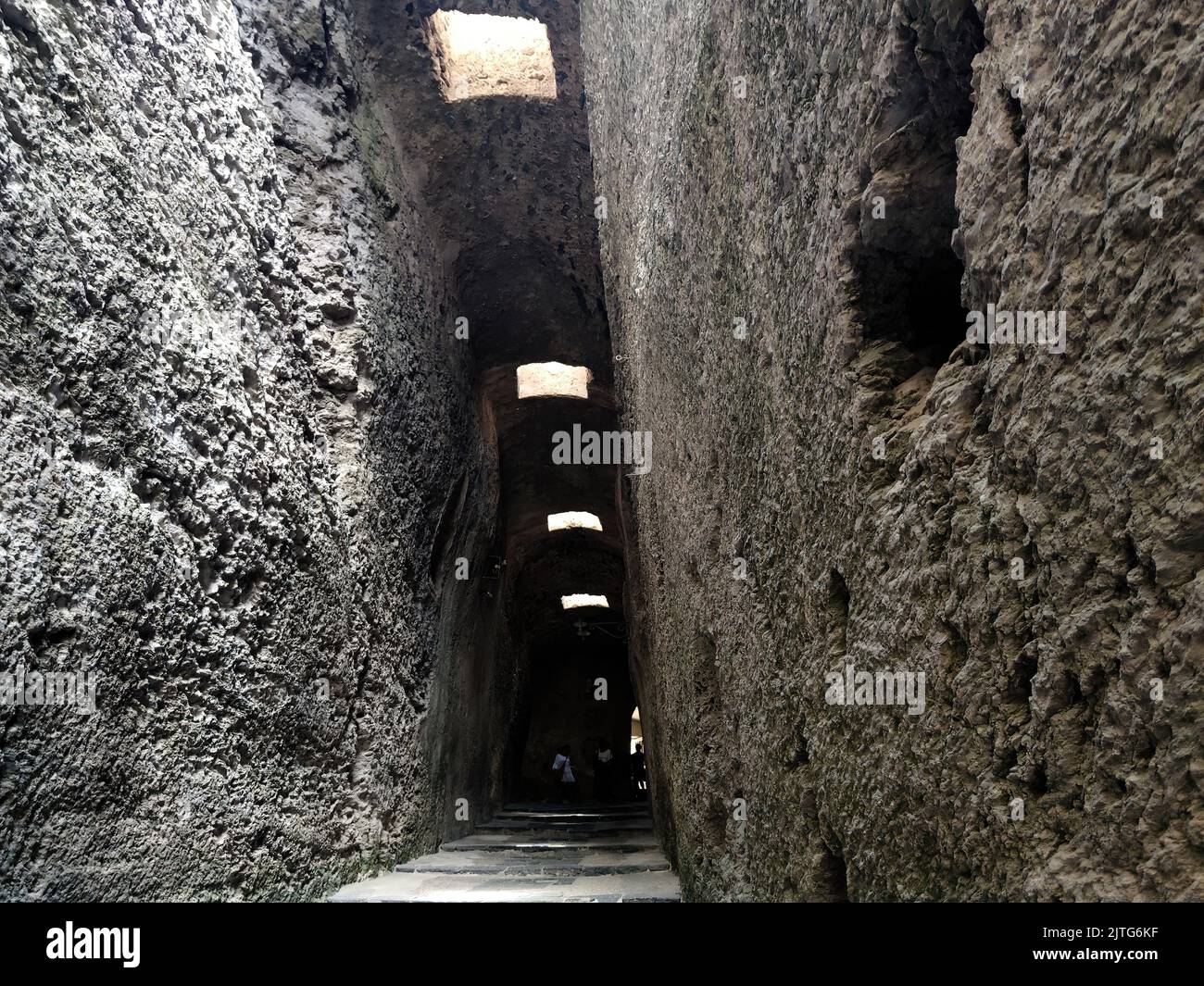 Tunnels and stairs inside the Aragonese castle of Ischia Ponte (Isola d ...