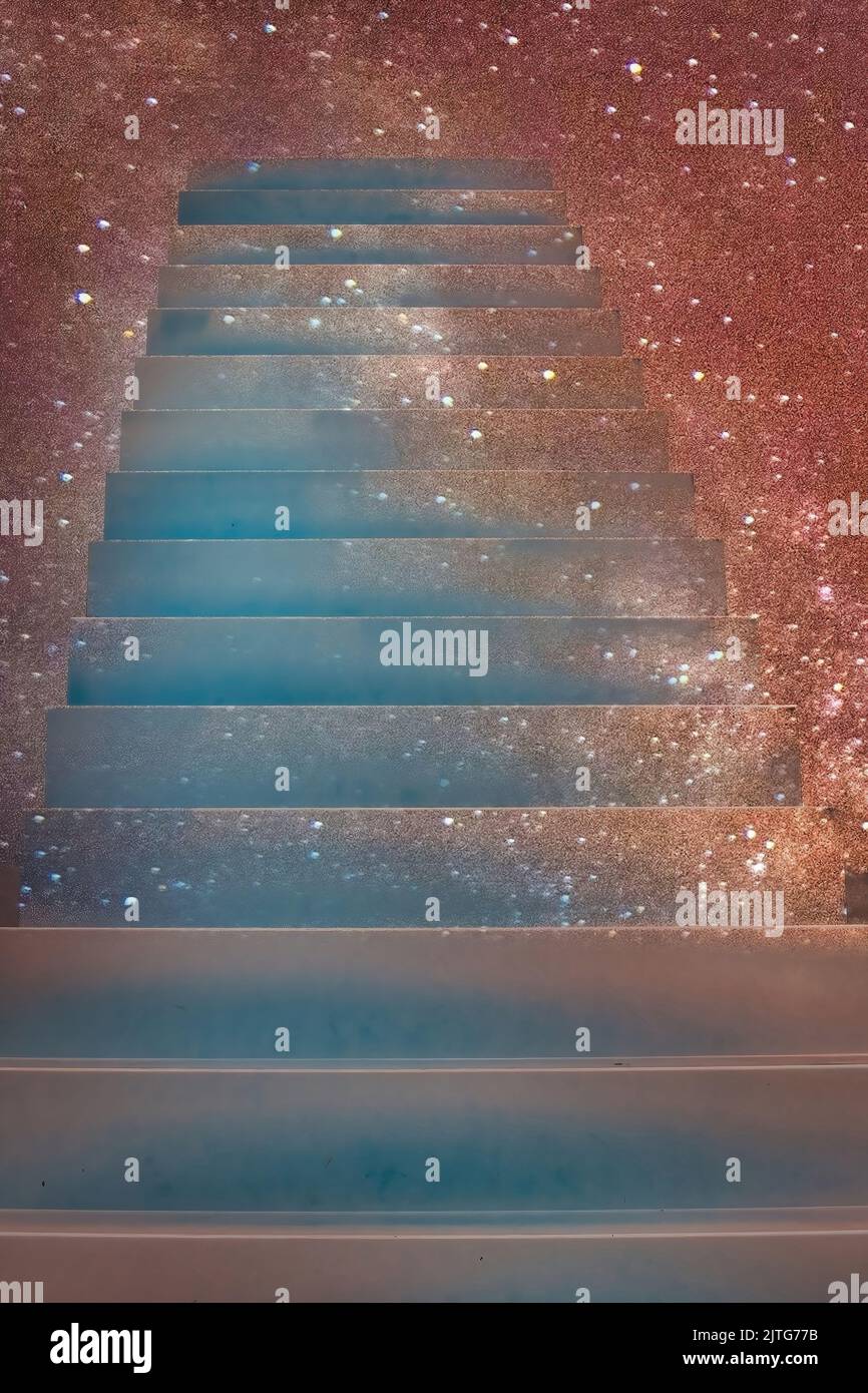 Stairway to heaven, reaching up to the stars. Concept: road to infinity ...