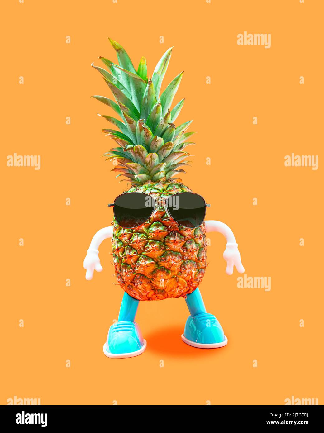 Funny, crazy, party ready pineapple with legs and arms wearing ...