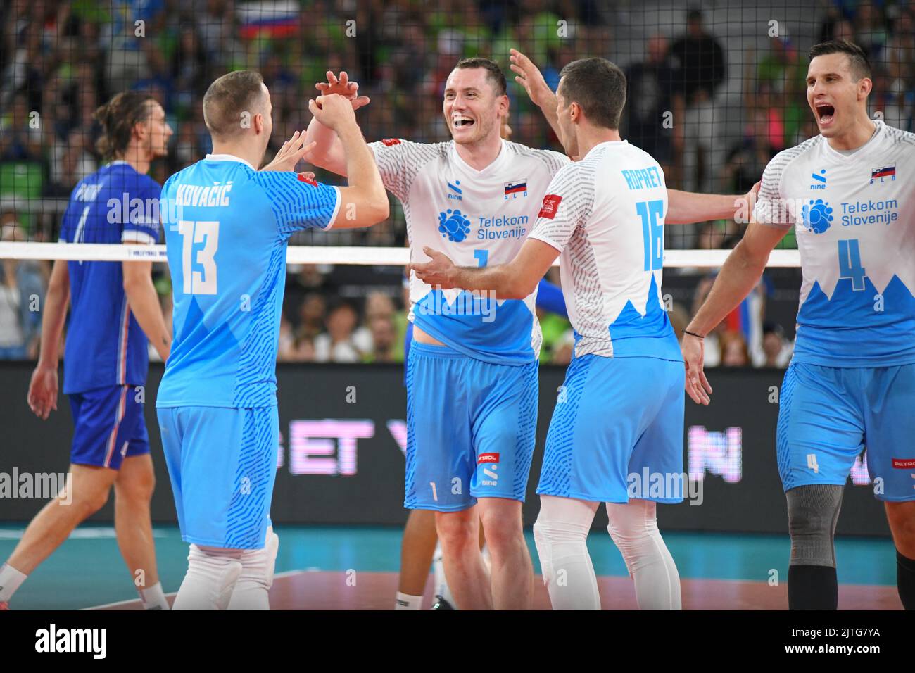 Slovenia national volleyball team celebrates in Stozice Arena: Jan ...