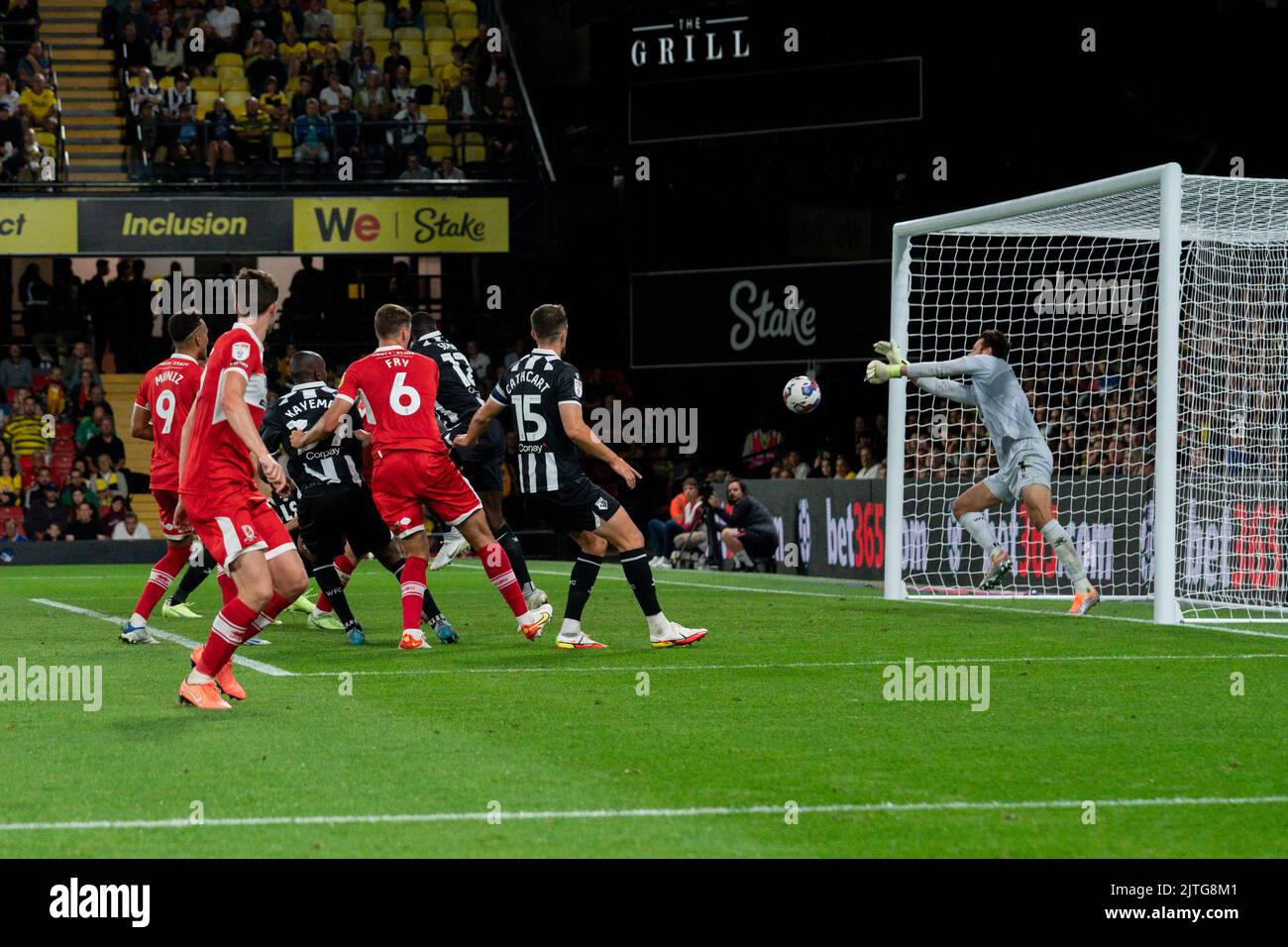 Daniel Bachmann #1 of Watford makes a fine save Stock Photo - Alamy