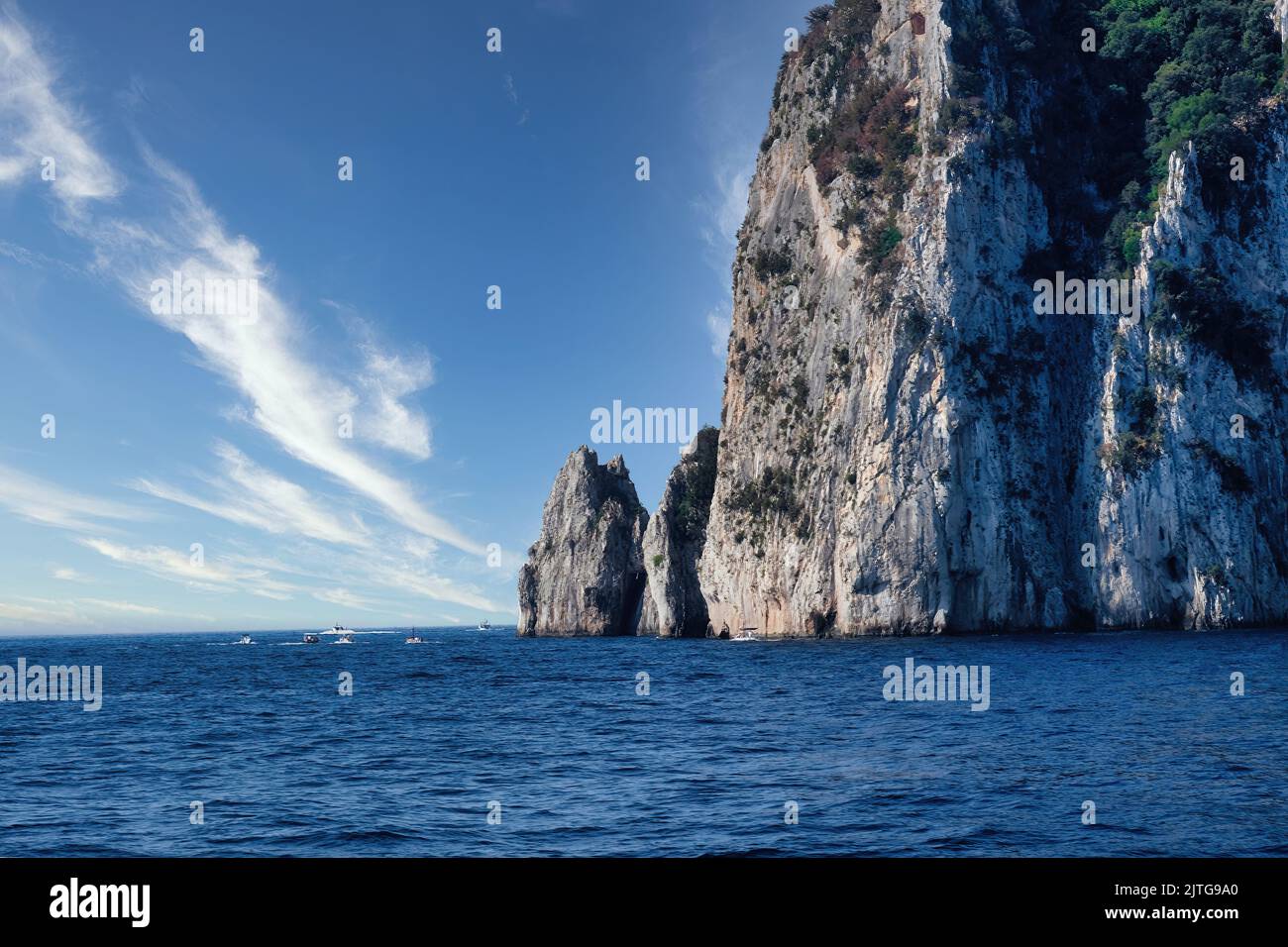 The island of Capri (Italy) and its famous Faraglioni. Beautiful ...