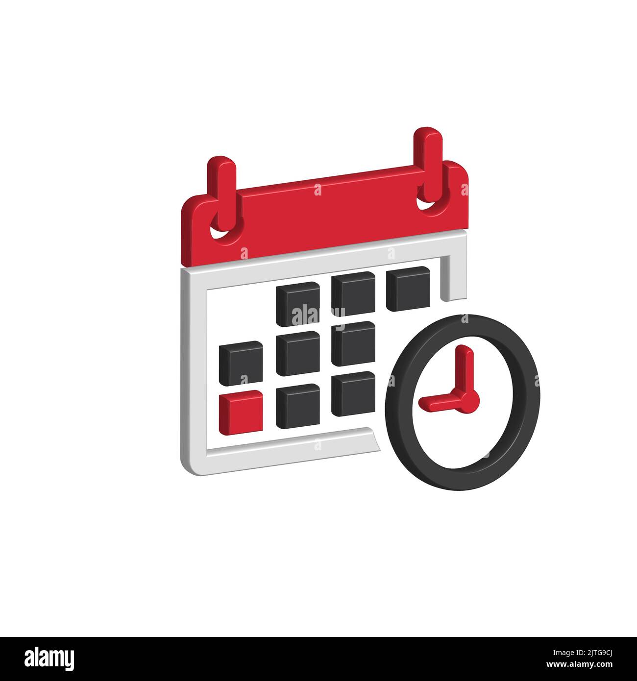 A digital vector illustration a calendar with a clock symbol on a white ...
