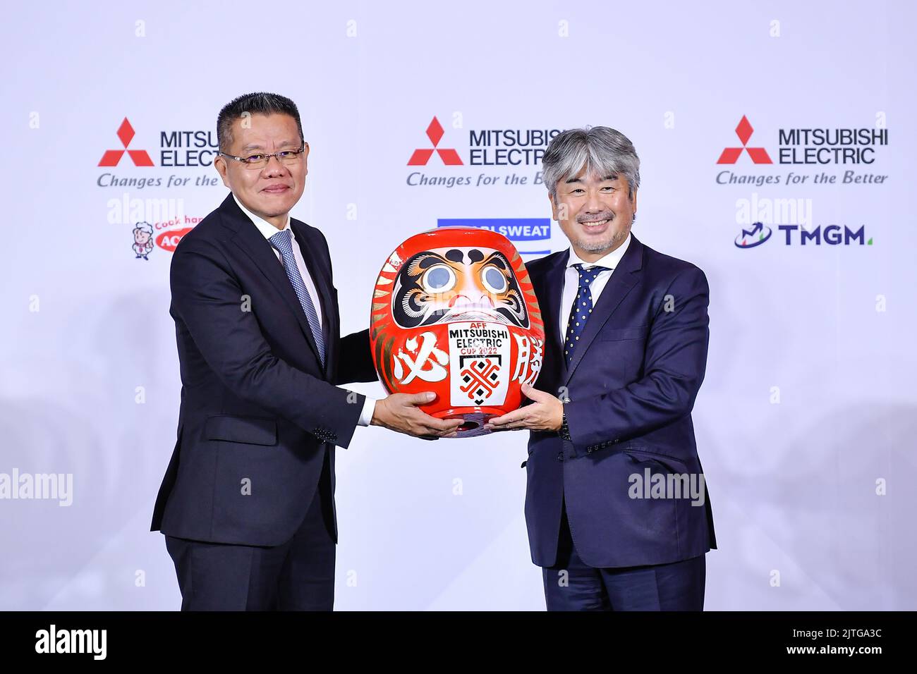 ASEAN Football Federation (AFF) President Gen Khiev Sameth (L) and ...