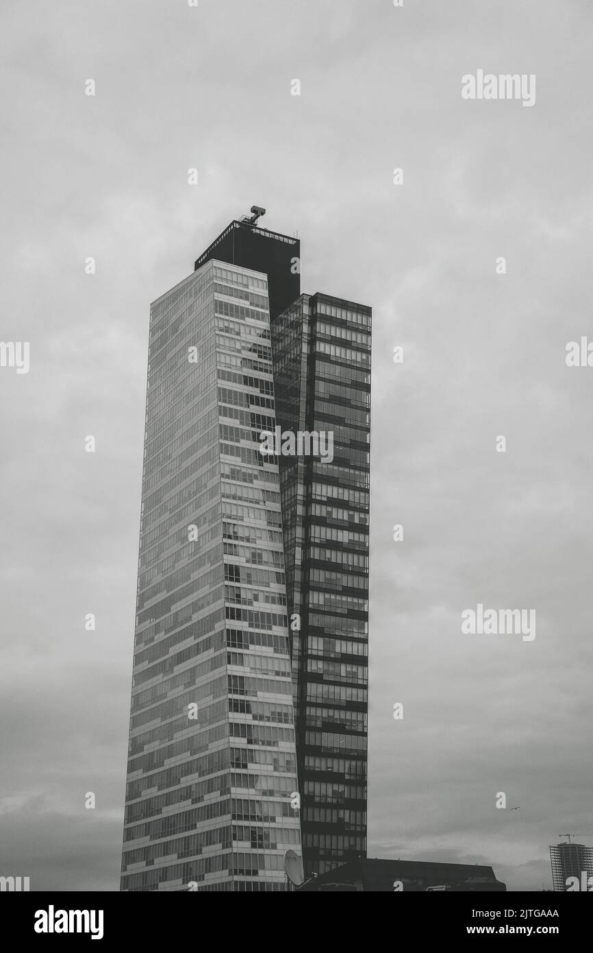 "A striking black and white image of Trump Tower Istanbul, capturing ...